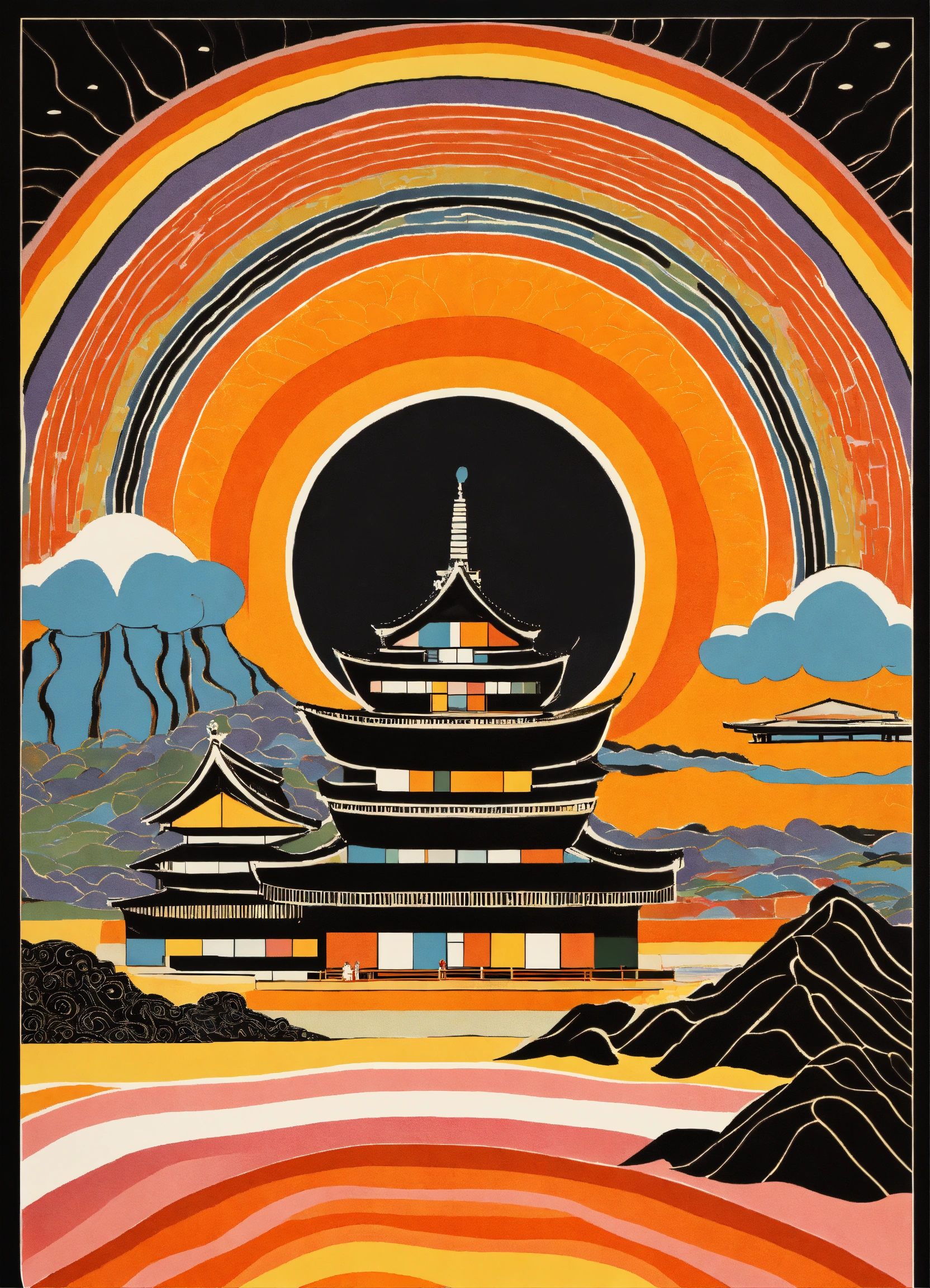 Lexica - Japanese vintage poster, trippy visions, imaginary realm fused ...