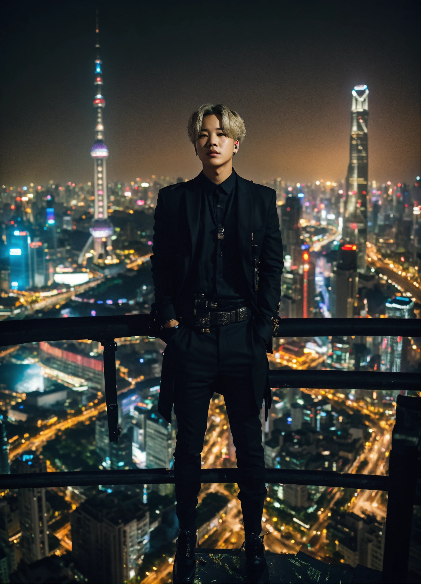 Lexica - BTS Jimin stand on the roof of a building in Shanghai ...
