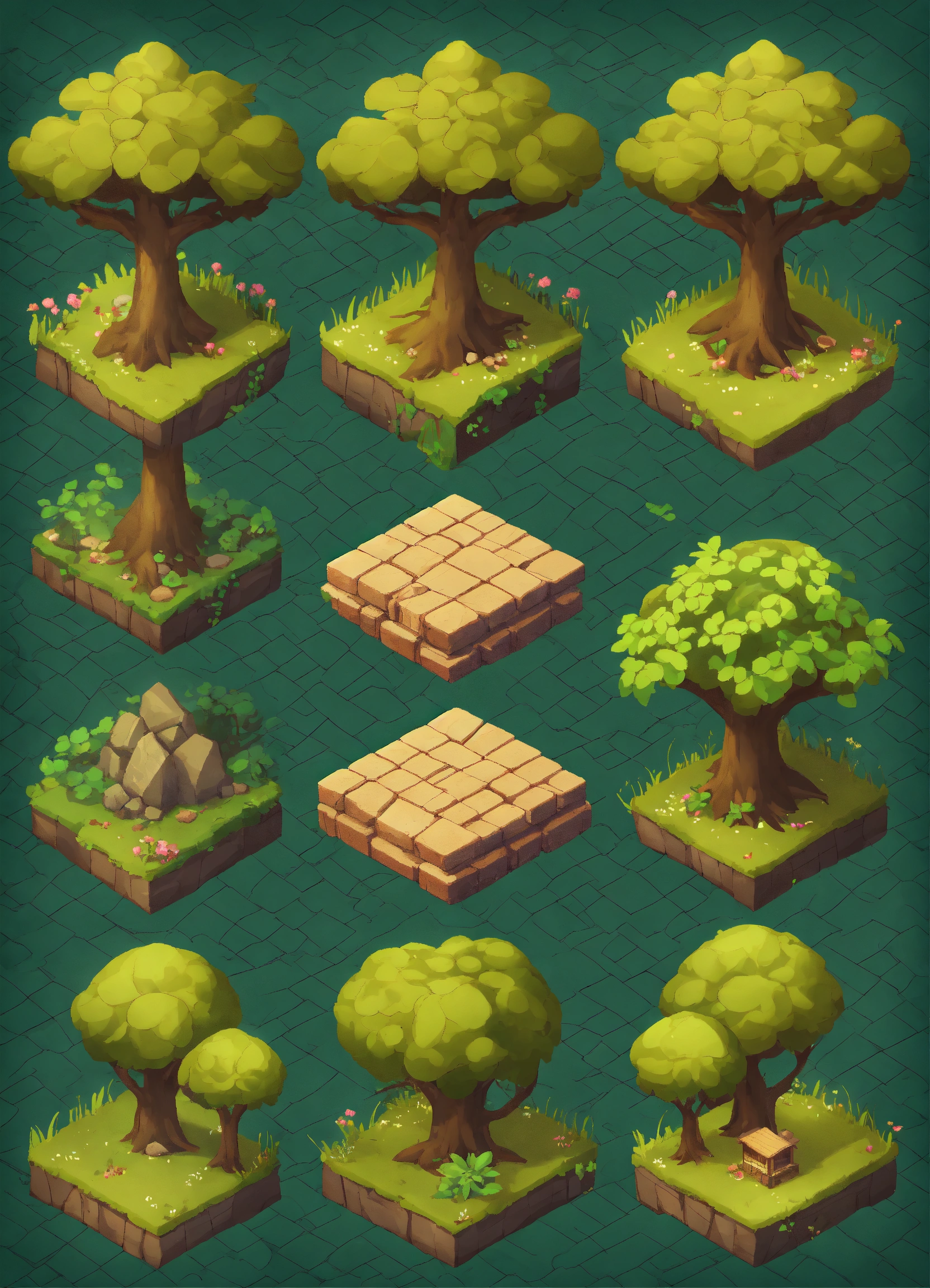 Lexica - Isometric, orthographic, forest tiles, game environment asset ...