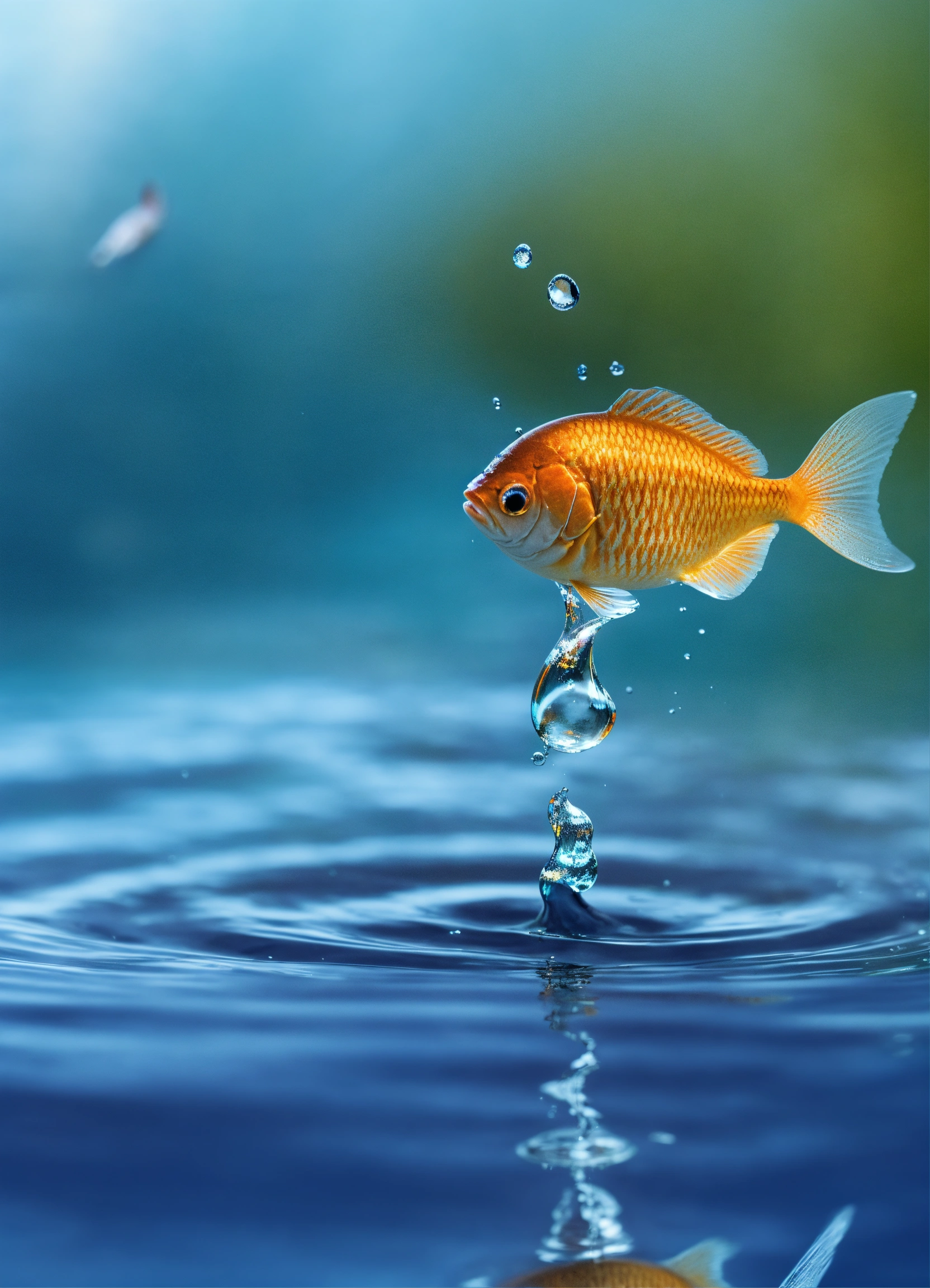 Lexica - The water drop falls below the water surface, it morphs into a ...