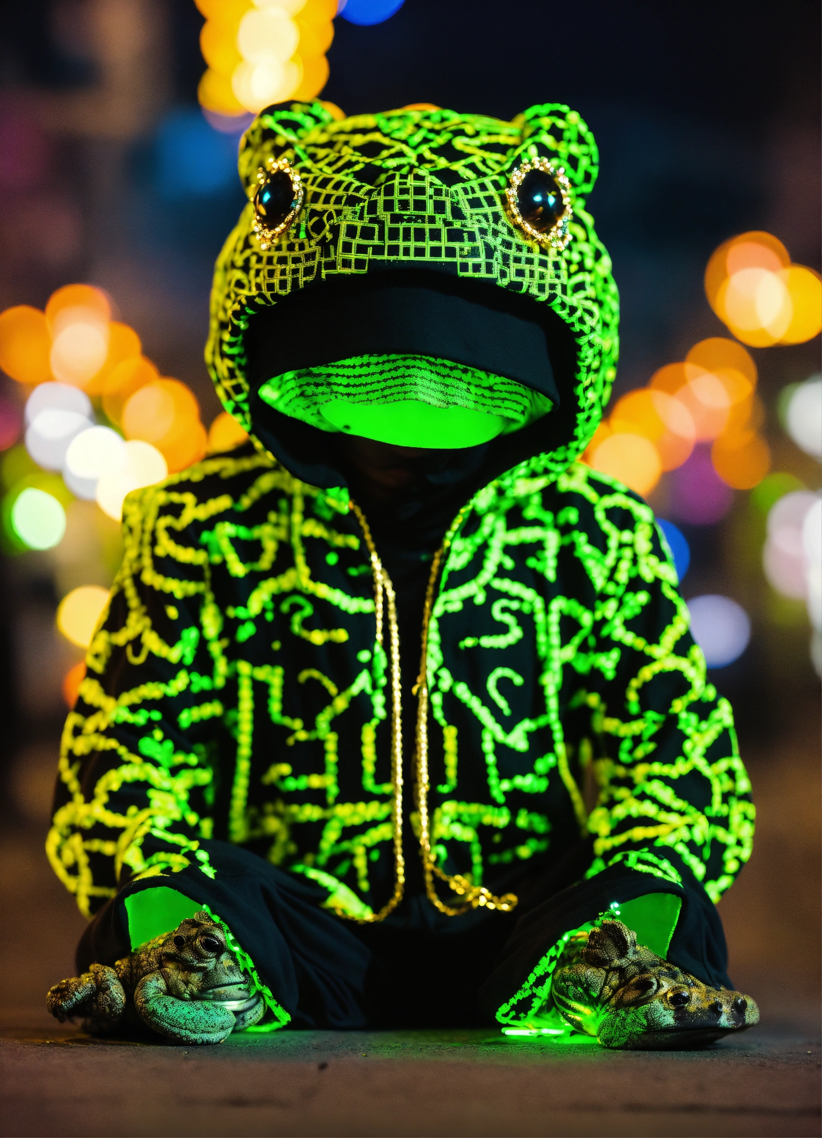 Lexica - Full body portrait A toad made out of a 3d black green light ...