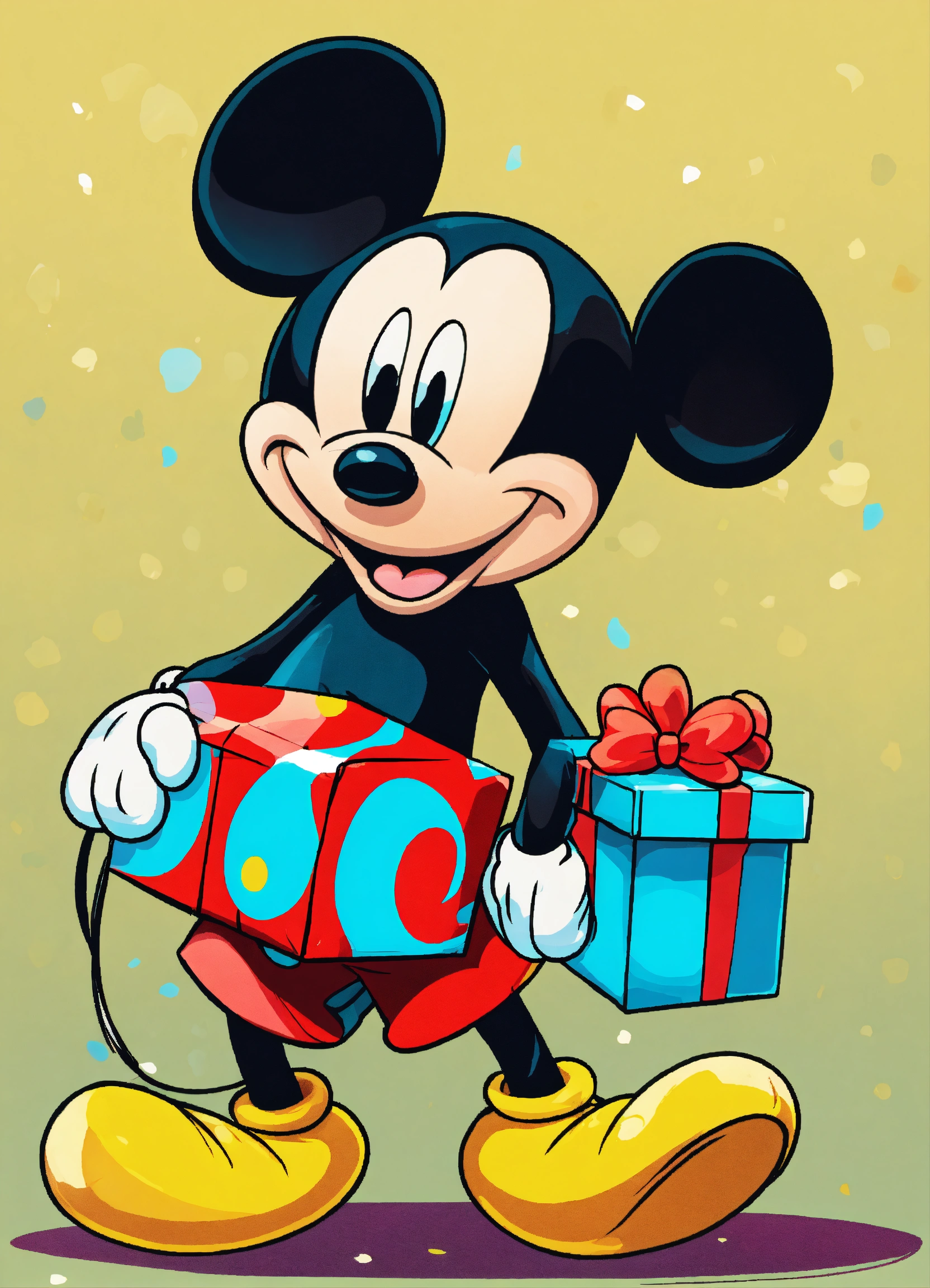 Lexica - 2d mickey mouse holding a gift a gift, 8 k, high detail. full ...