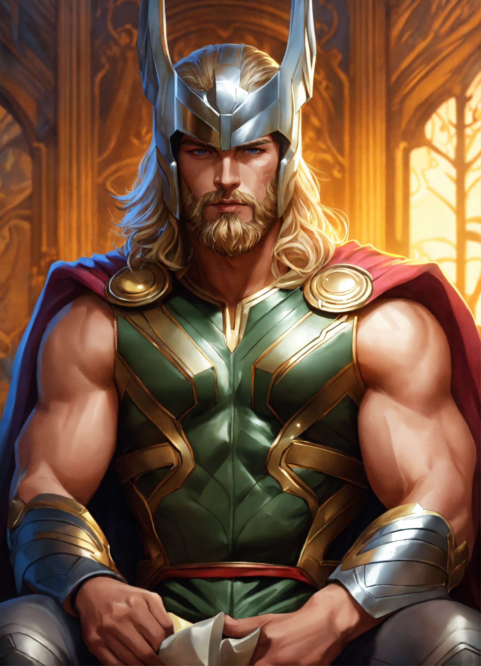 Lexica - Artgerm male Thor sitting at a wellness salon, face is covered ...