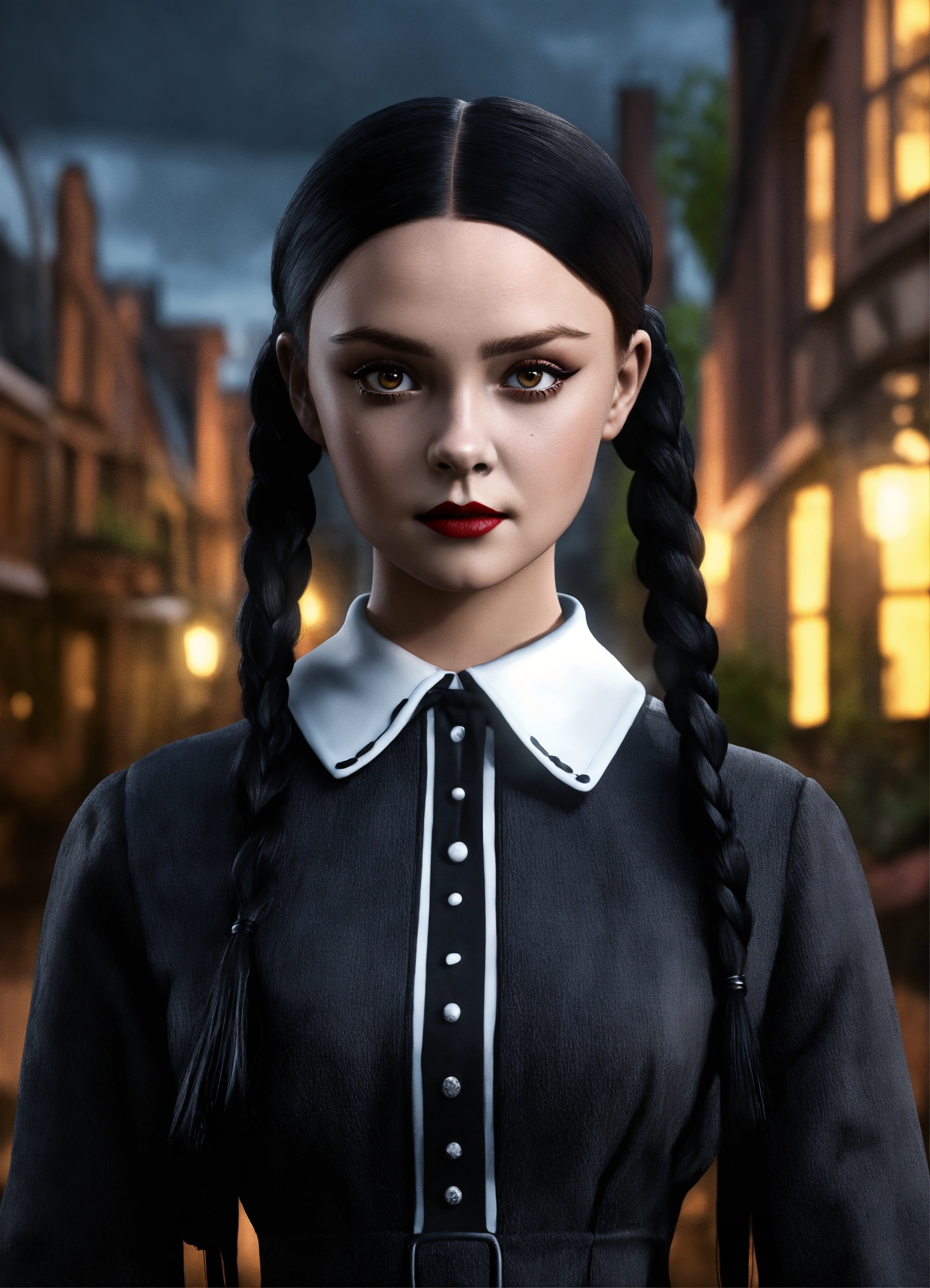 Lexica - Photorealistic, wednesday addams with her friend thing, fierce ...