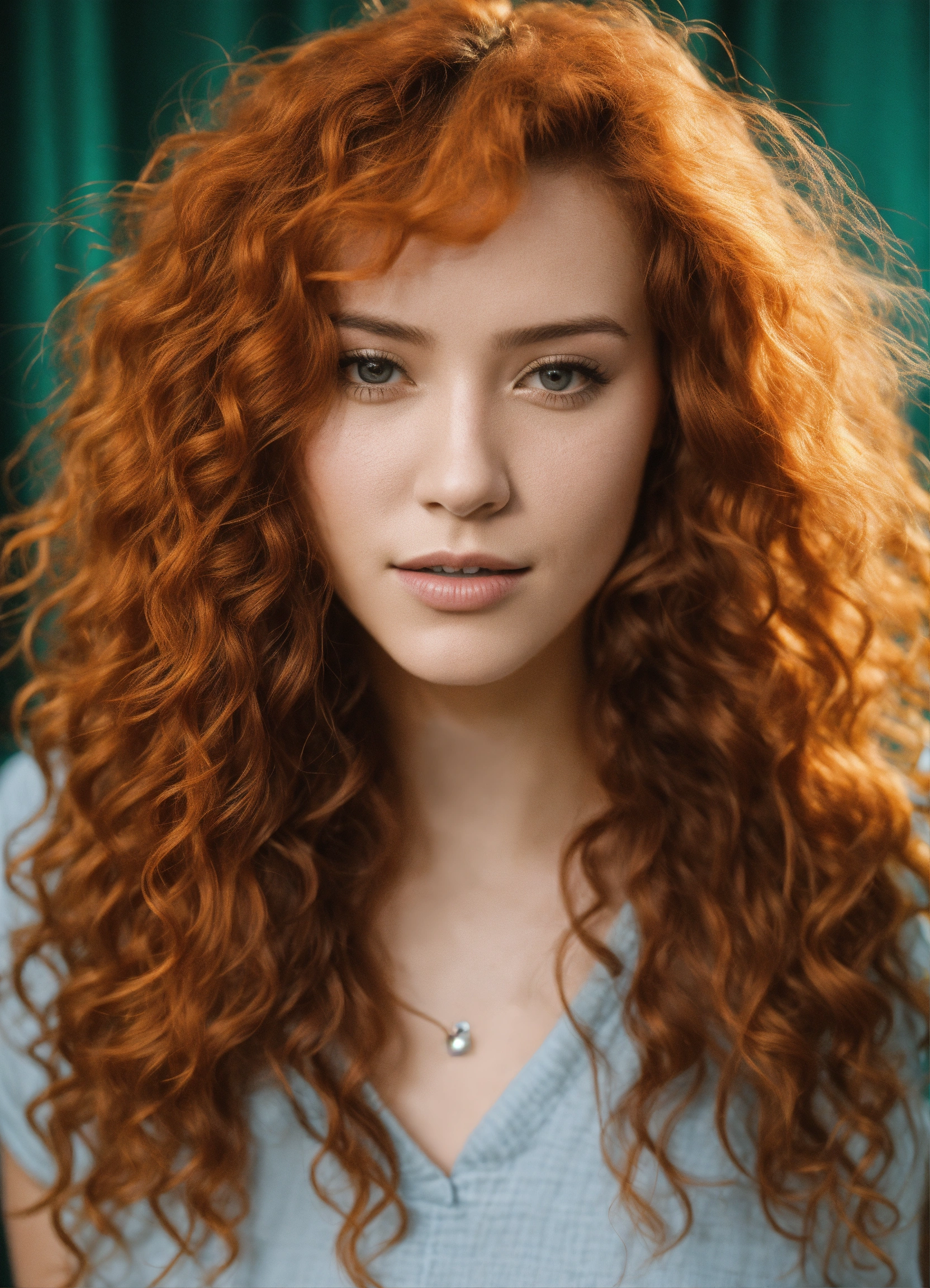 Lexica - Femme Métisse rousse cheveux bouclé rappeuse, Plan sur la tête