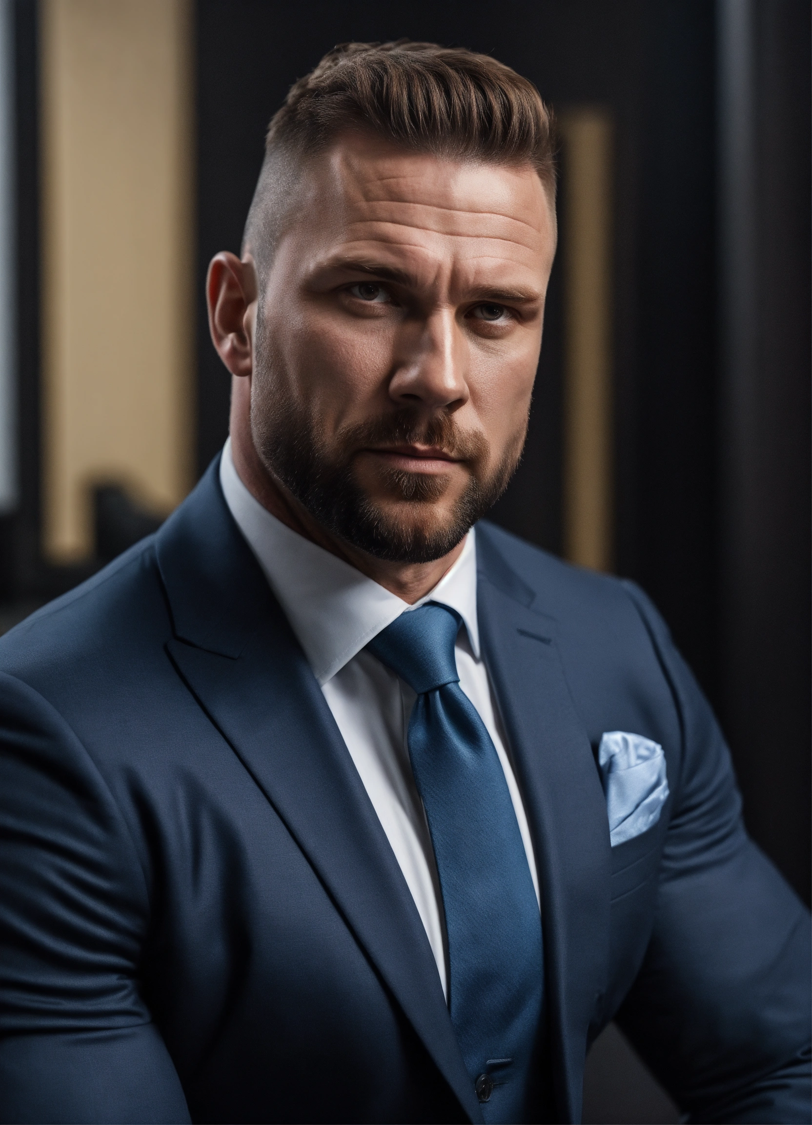 Lexica - 40-year-old bodybuilder with big muscles in a suit, Oleg ...