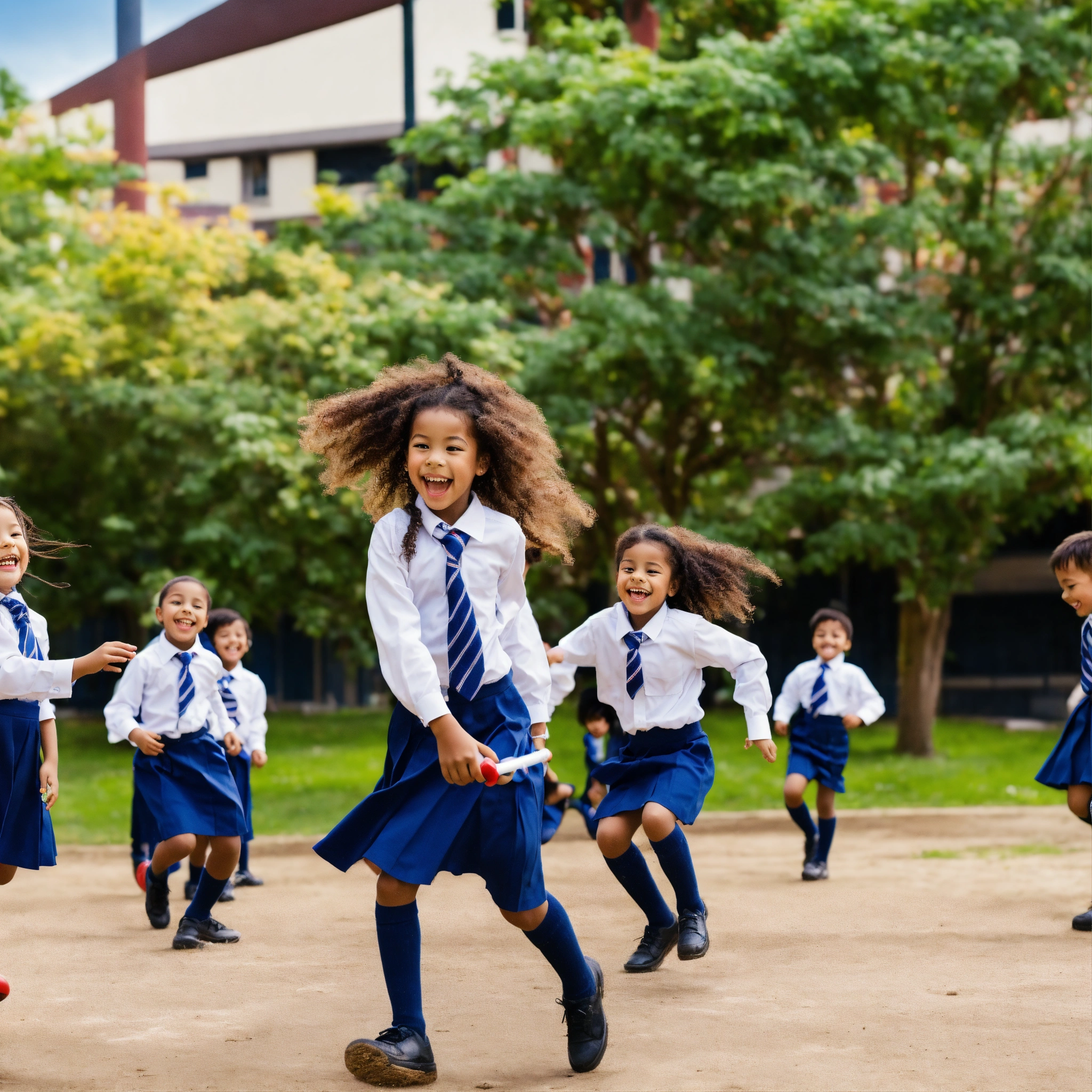 Lexica - A photo of a group of children playing in a schoolyard. The ...