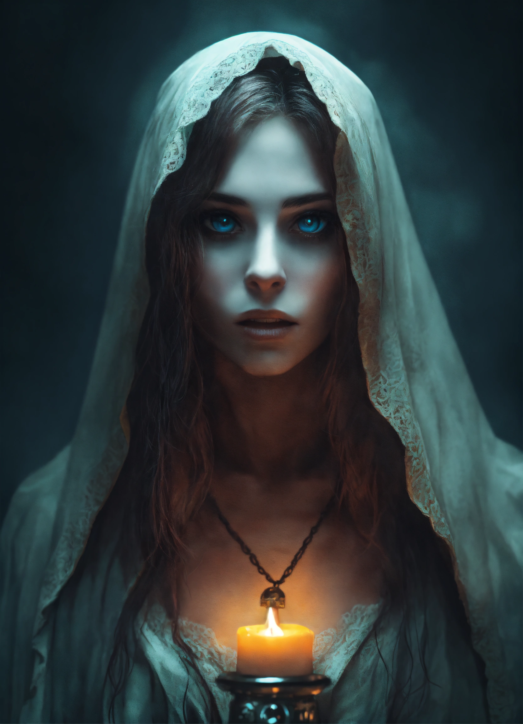 Lexica - Scary creepy ghost with beautiful eyes, full body muscular