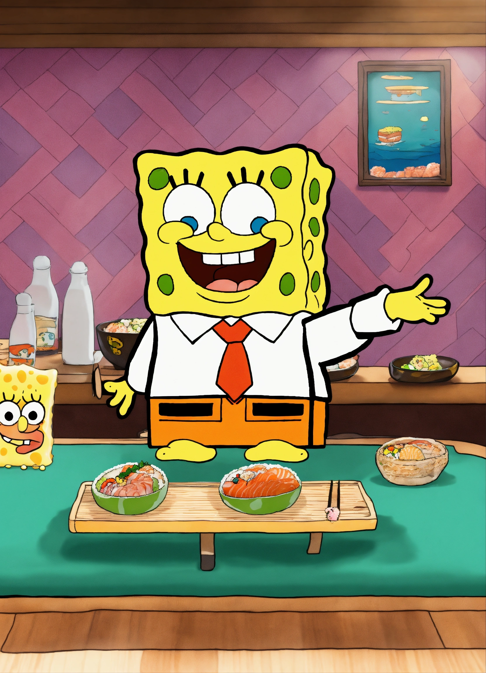Lexica - SpongeBob eating sushi