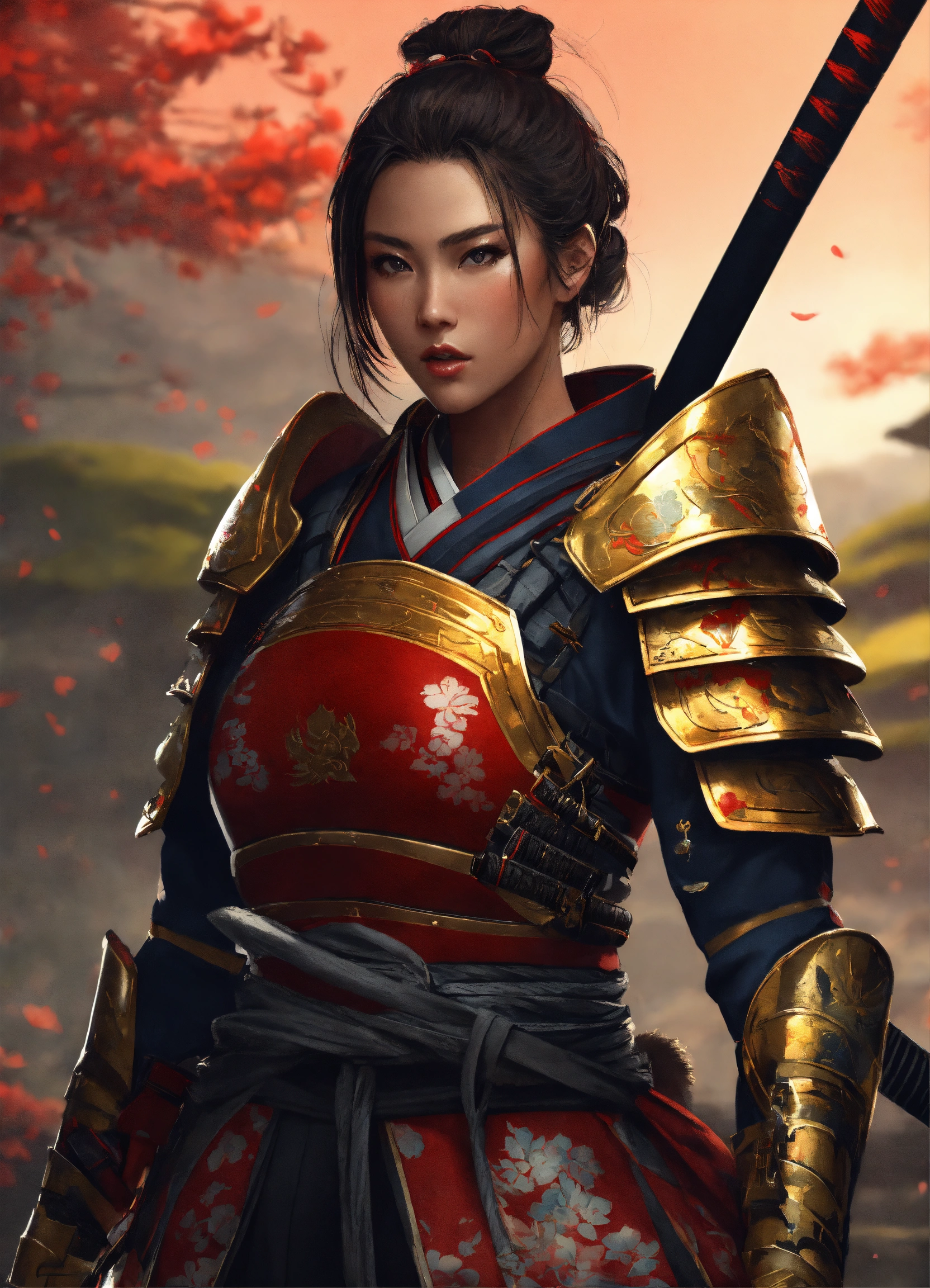 Lexica - Female samurai warrior, amazing armour, detailed, katana ...