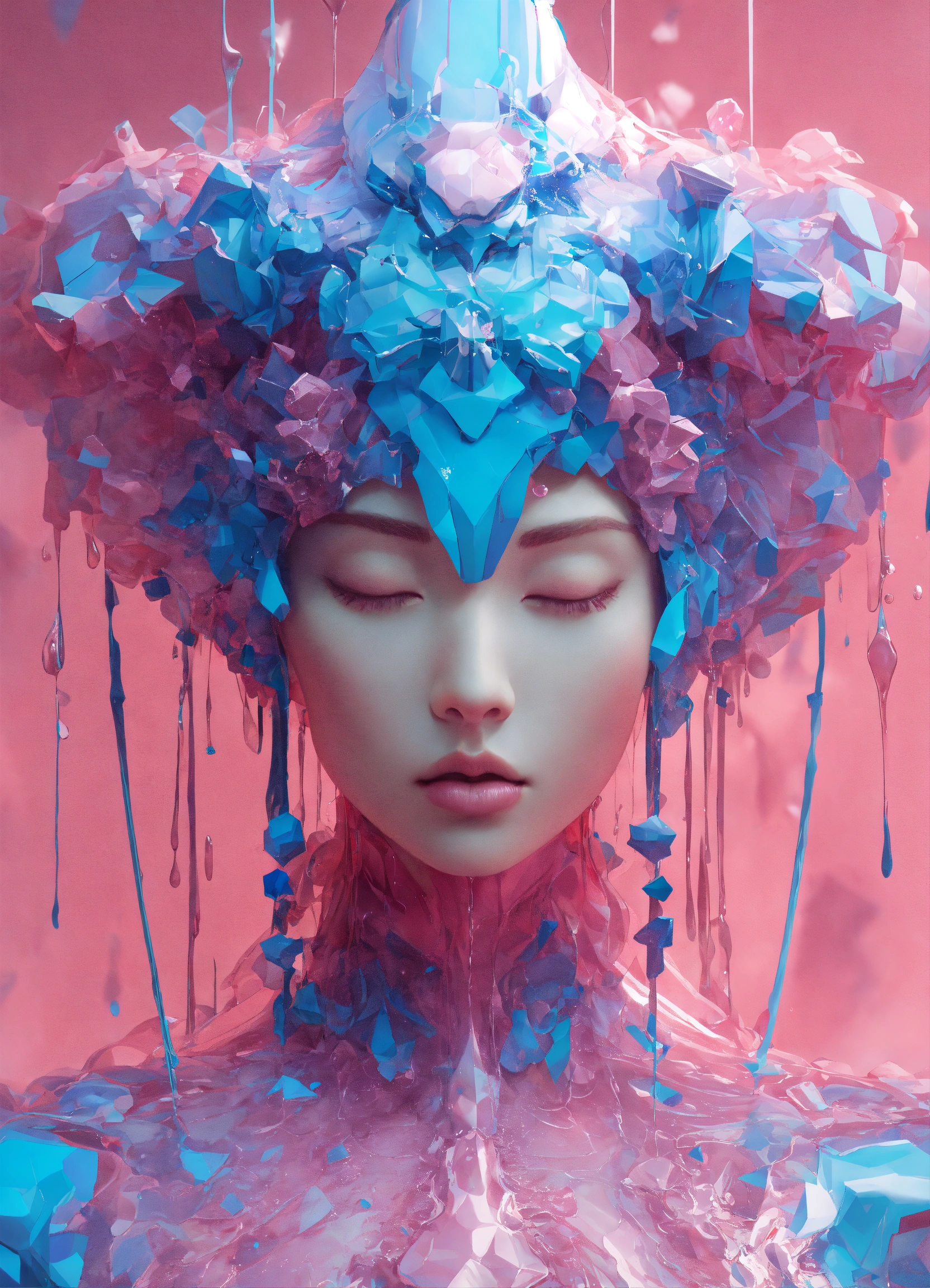 Lexica - Epic 3 d abstract sculpture, perlin mesh liquid headdress, 2 0 ...