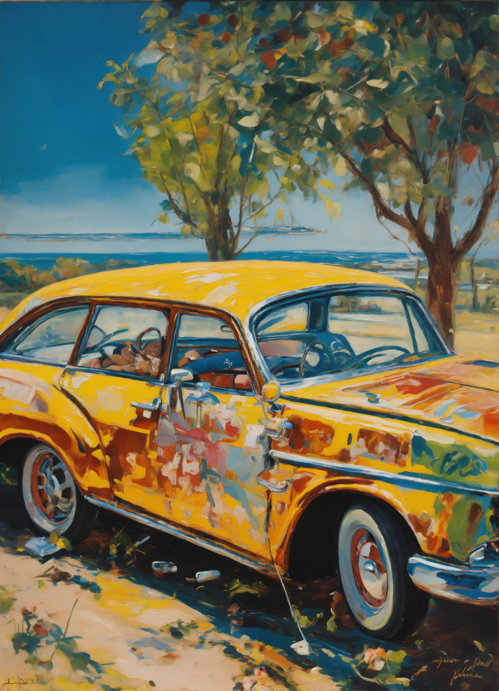Lexica Car Work Pin Up Painting By John Perceval