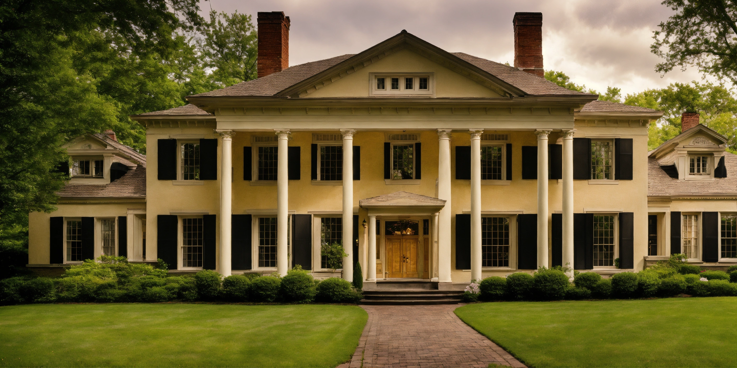 Lexica - Early 20th century center entry colonial mansion stucco ...