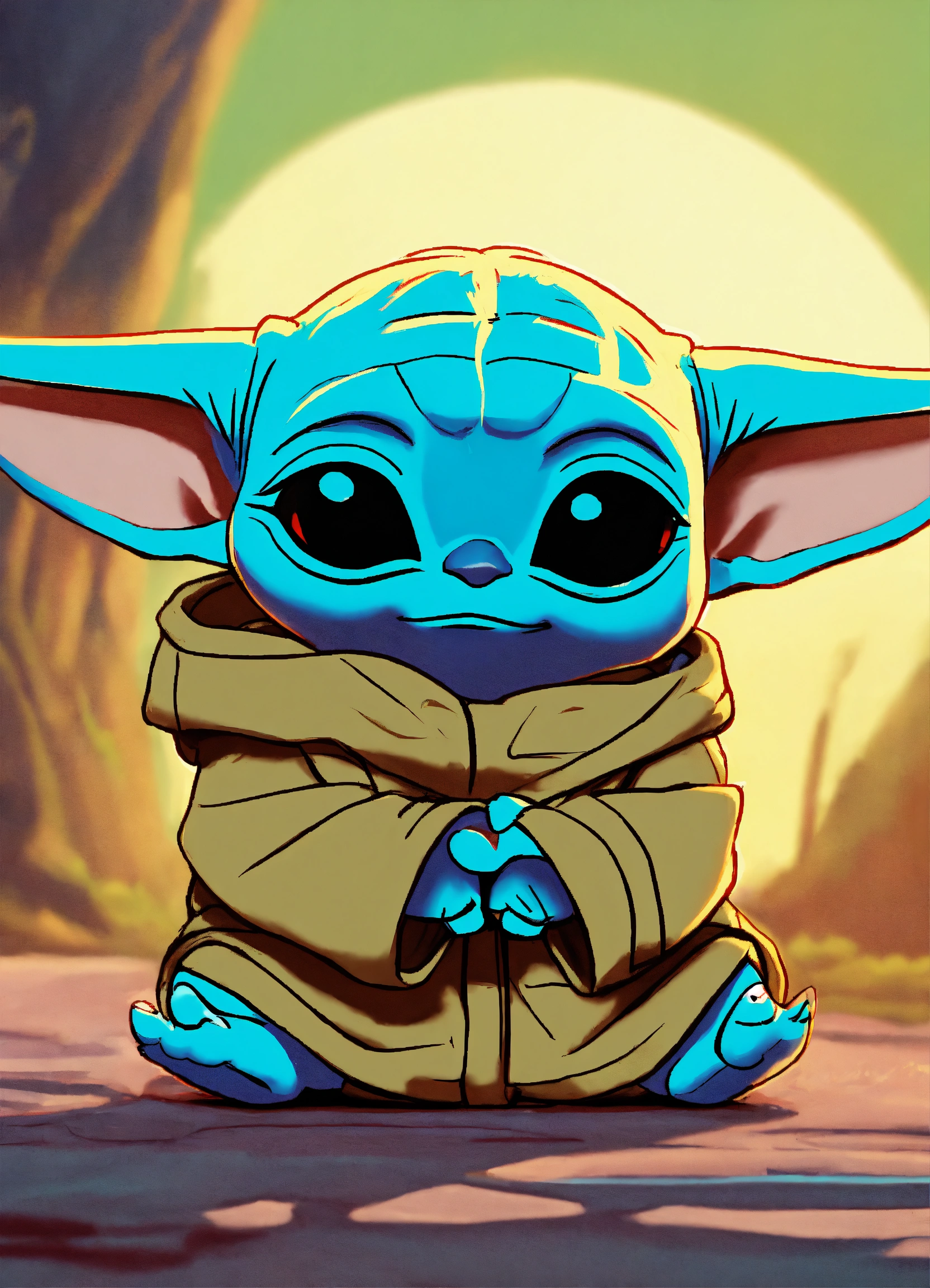 Lexica - Grumpy baby Yoda with his arm around stitch shoulder ...