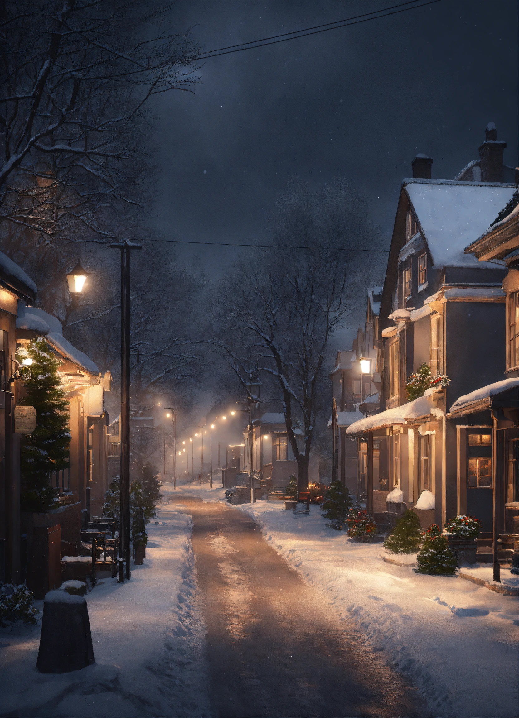 Lexica - Ultra realistic winter landscape, big city street with fair ...