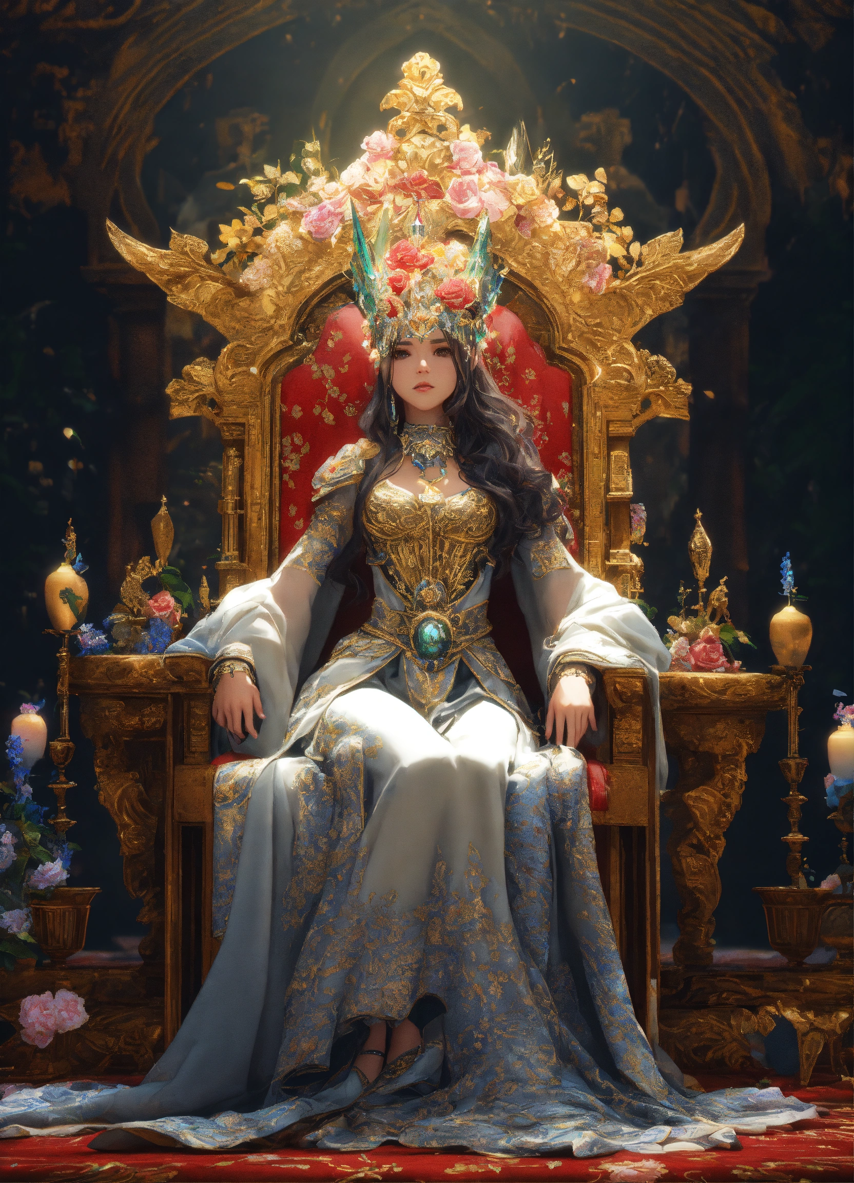 Lexica - Super detailed digital painting. An empress seated on a throne ...
