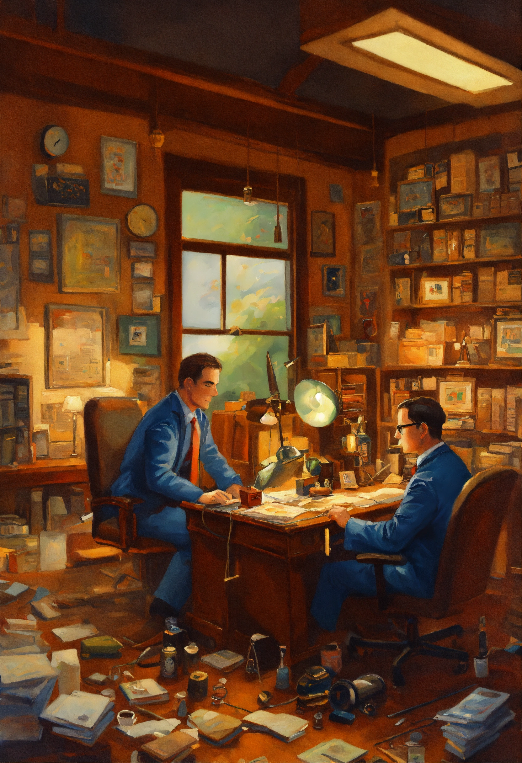 Lexica - A investigator office, multiple investigators working, cartoon ...