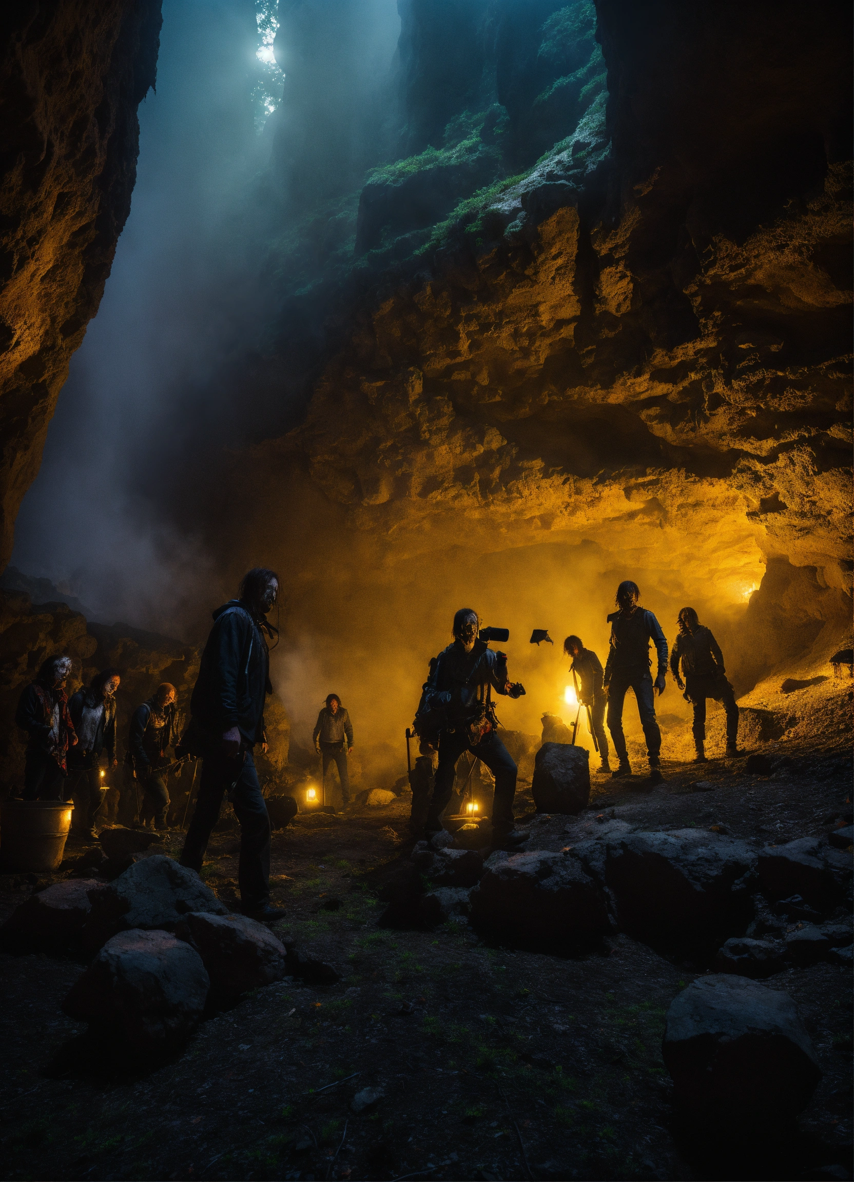 Lexica - Zombies in caves with foggy mist in the background. Still life ...