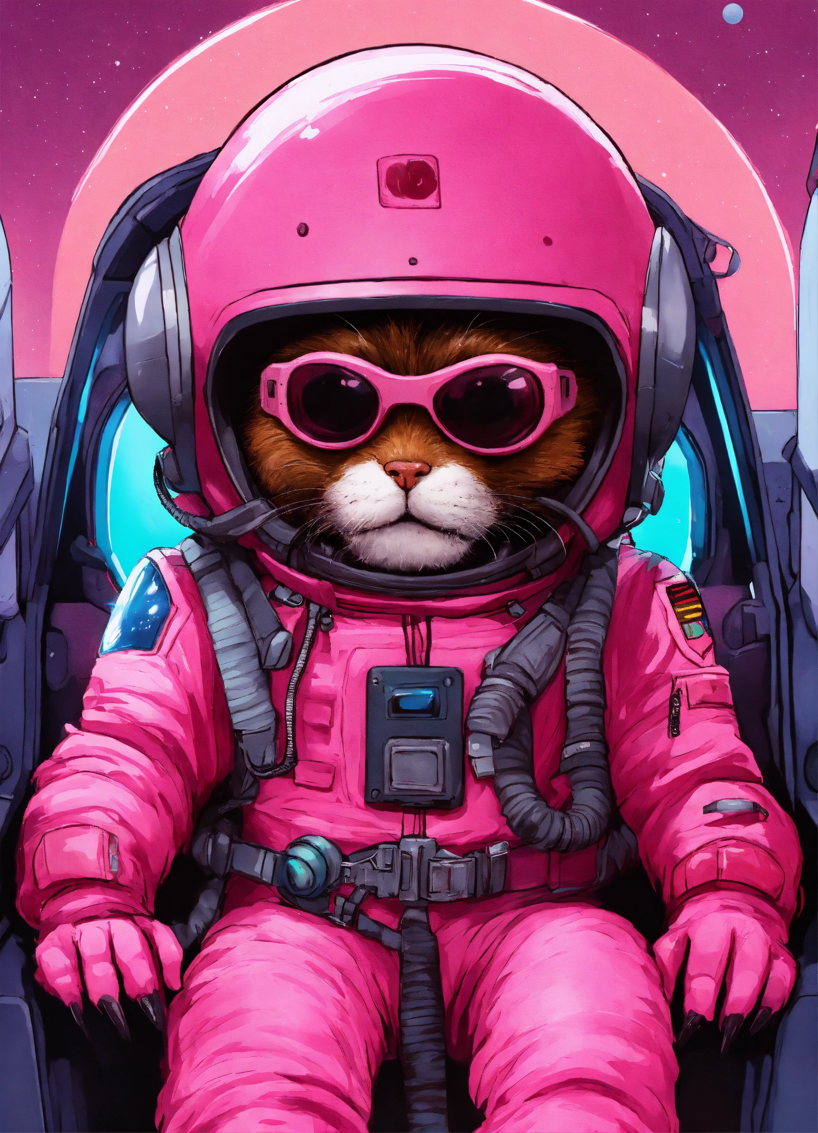 Lexica - Cute pink hairy alienmonster with hi tech fighter pilot helmet ...
