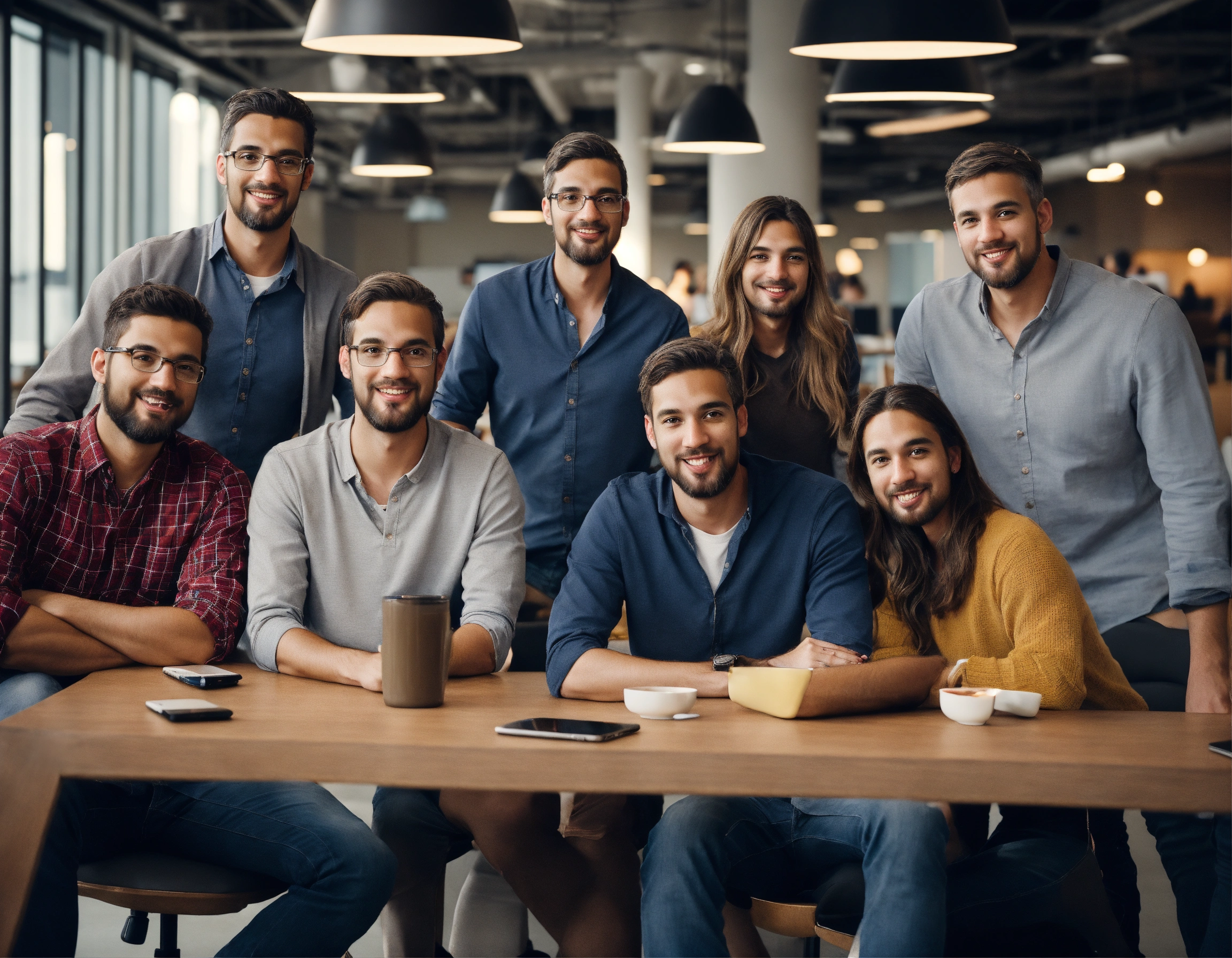 Lexica - Ultra realistic group photo of a developers team of 5 american ...