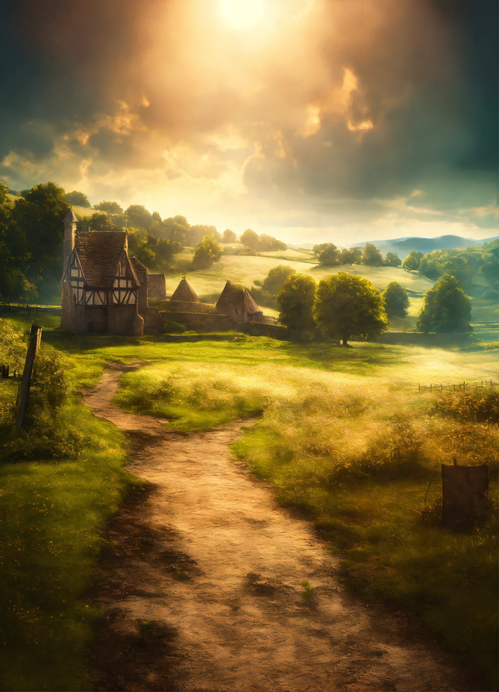 Lexica - Create a design Medieval background with fantasy lighting ...