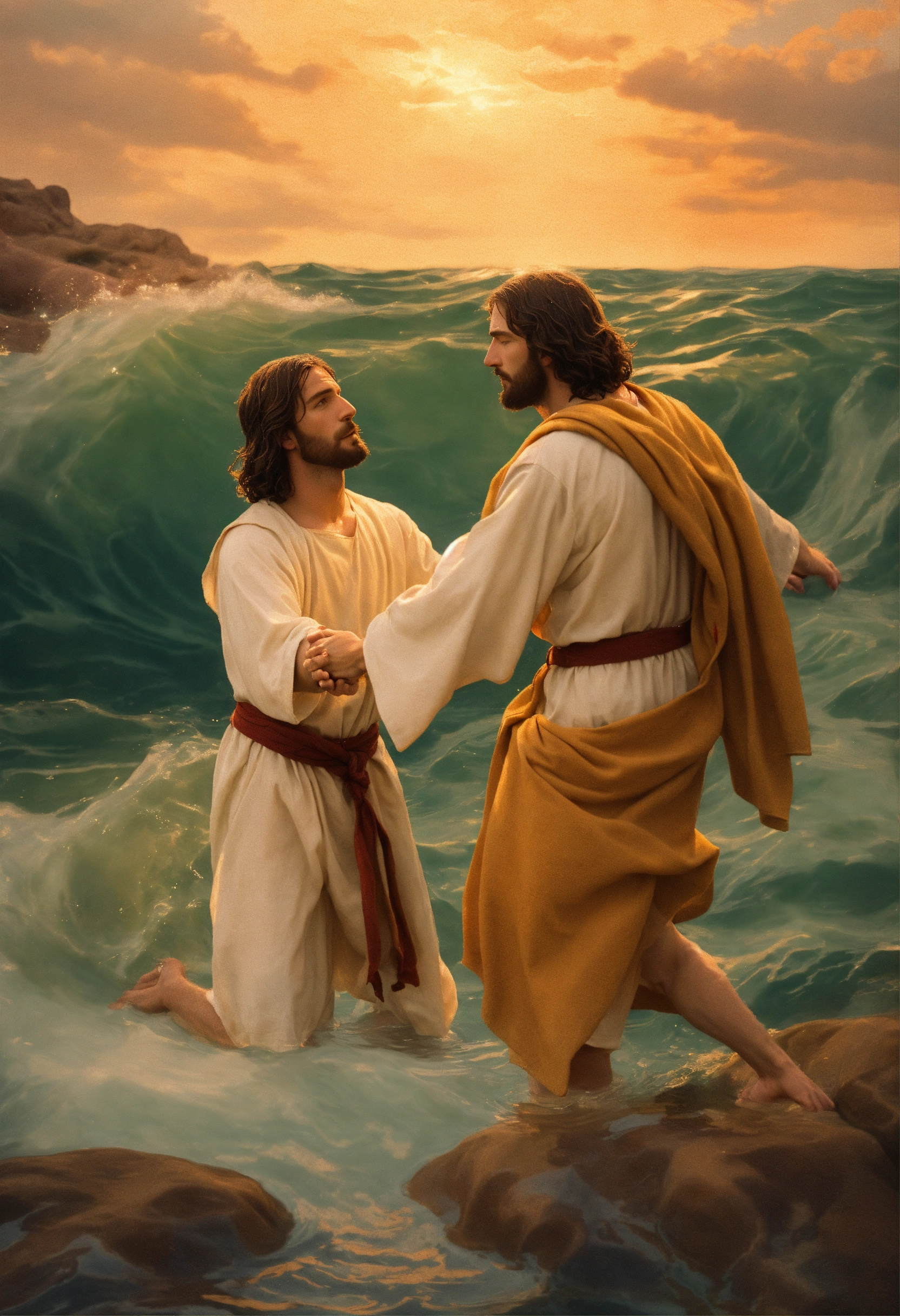 Lexica - Jesus catch peter's hand to save peter from drowning