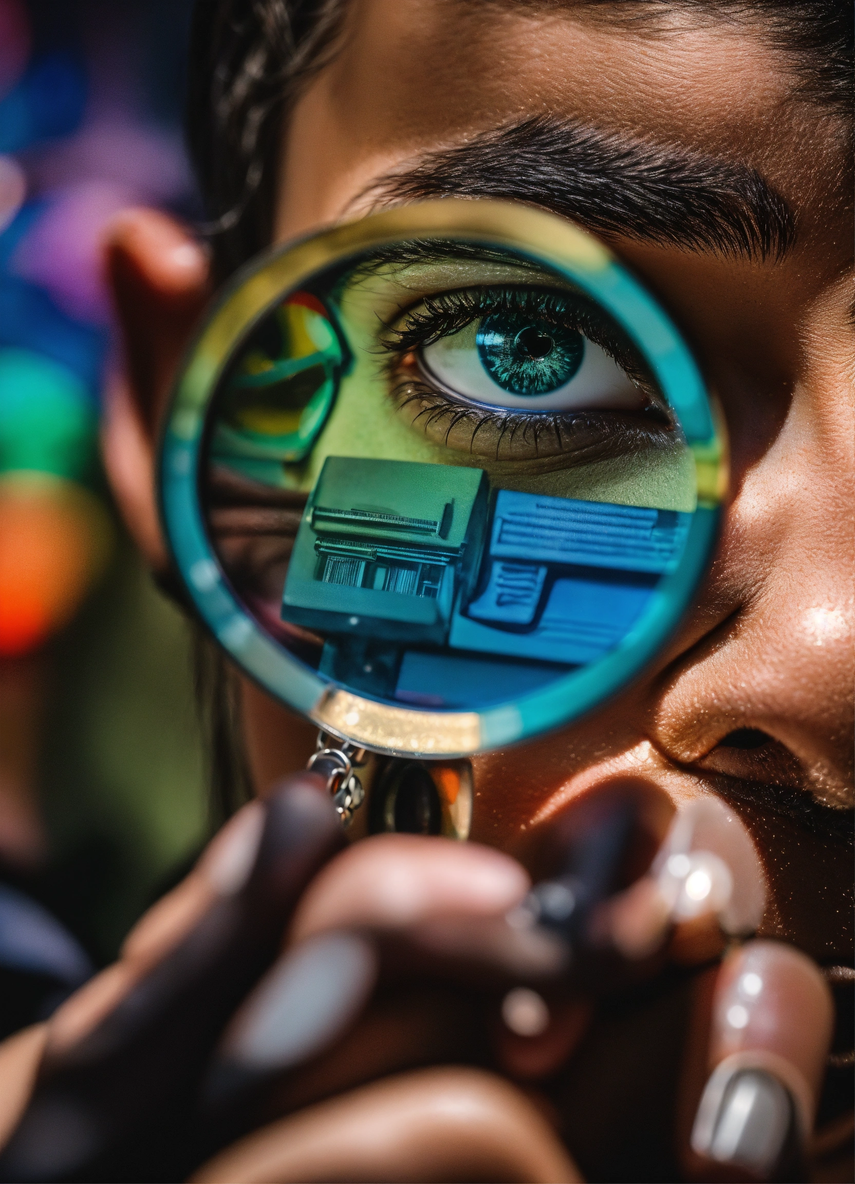 Lexica - "Seeing Through Color", individual holding a magnifying glass ...