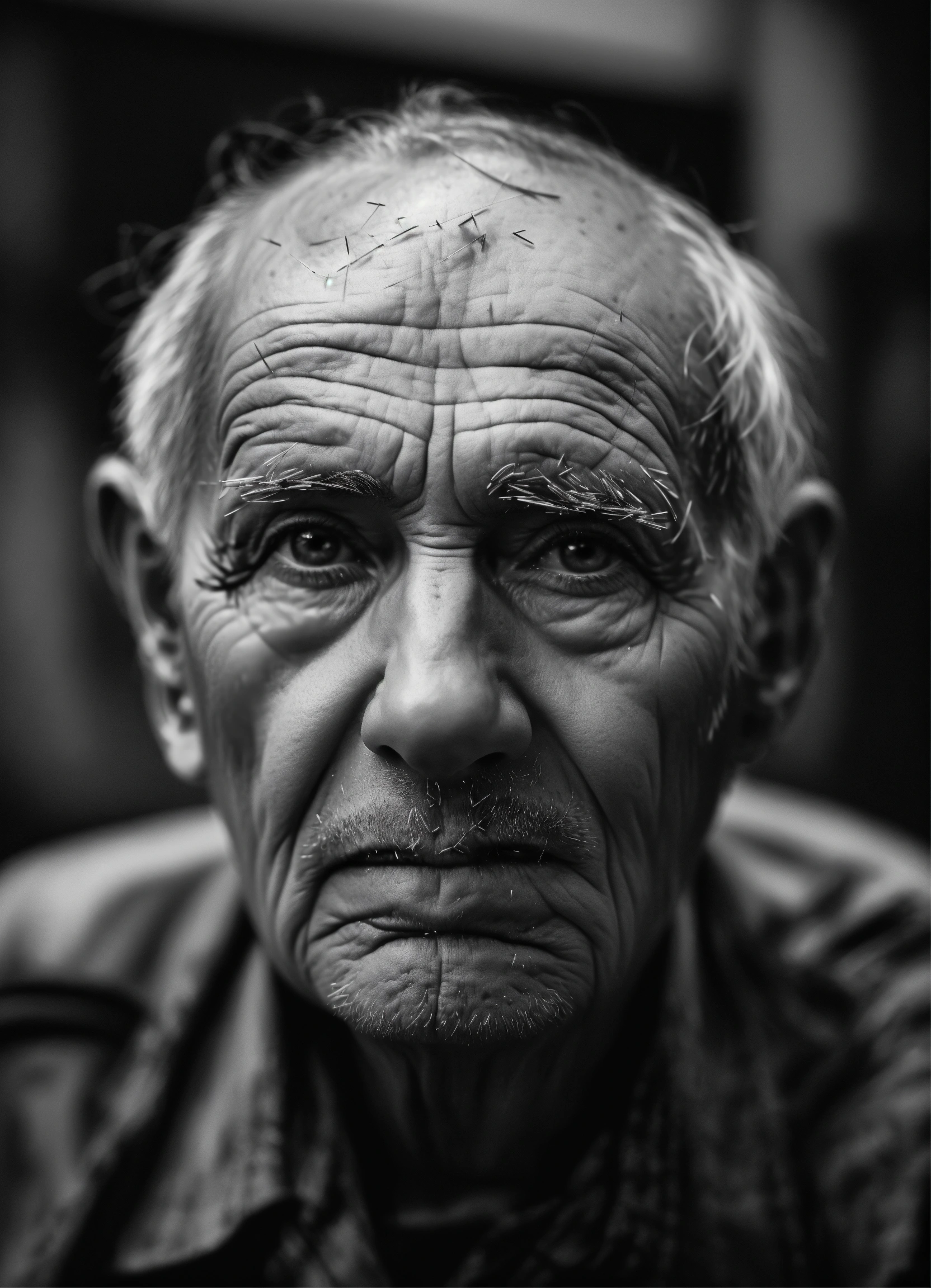 Lexica - The portrait of the face of an elderly man, tweezers all over ...
