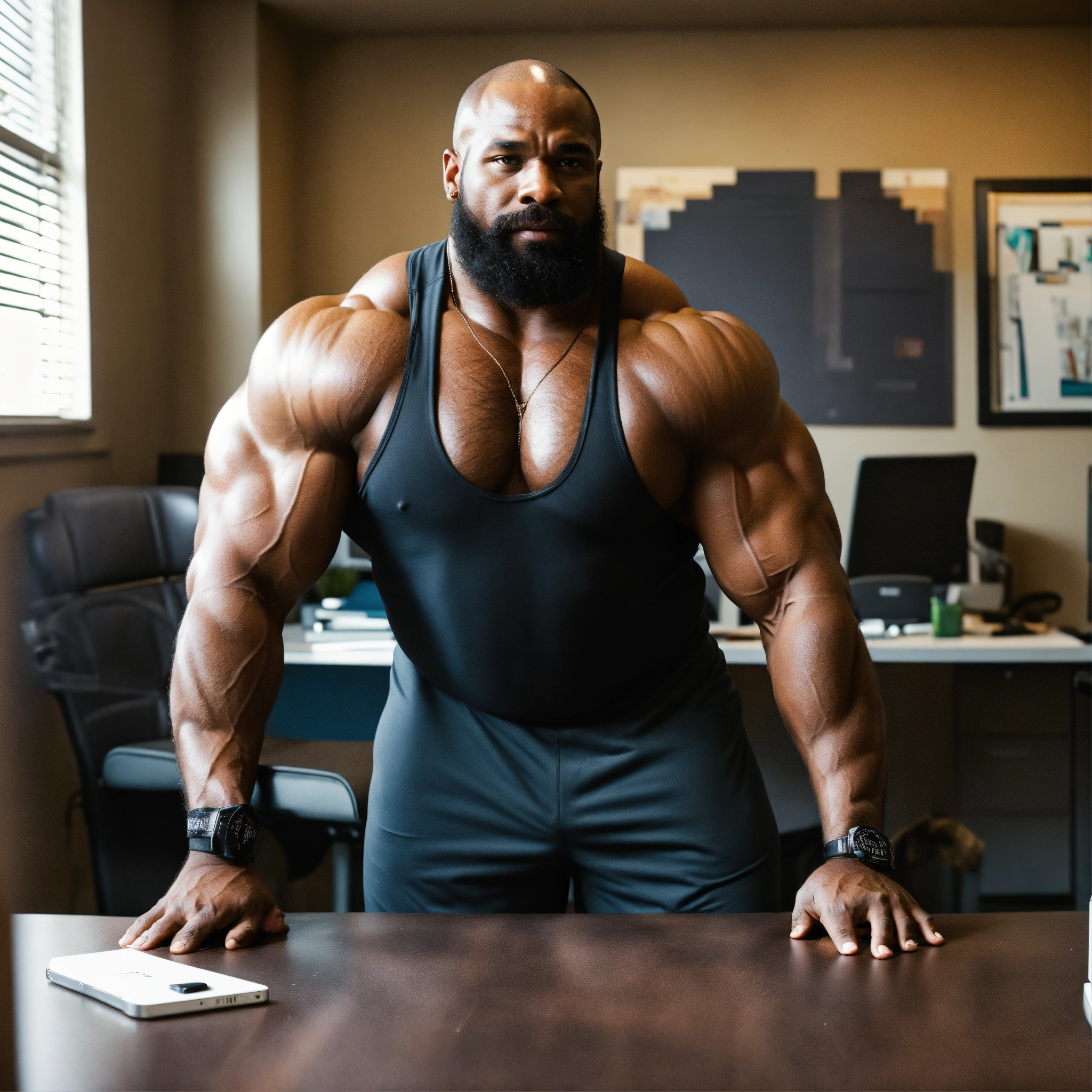 Lexica - 40-year-old hairy black American god with big muscles, big ...
