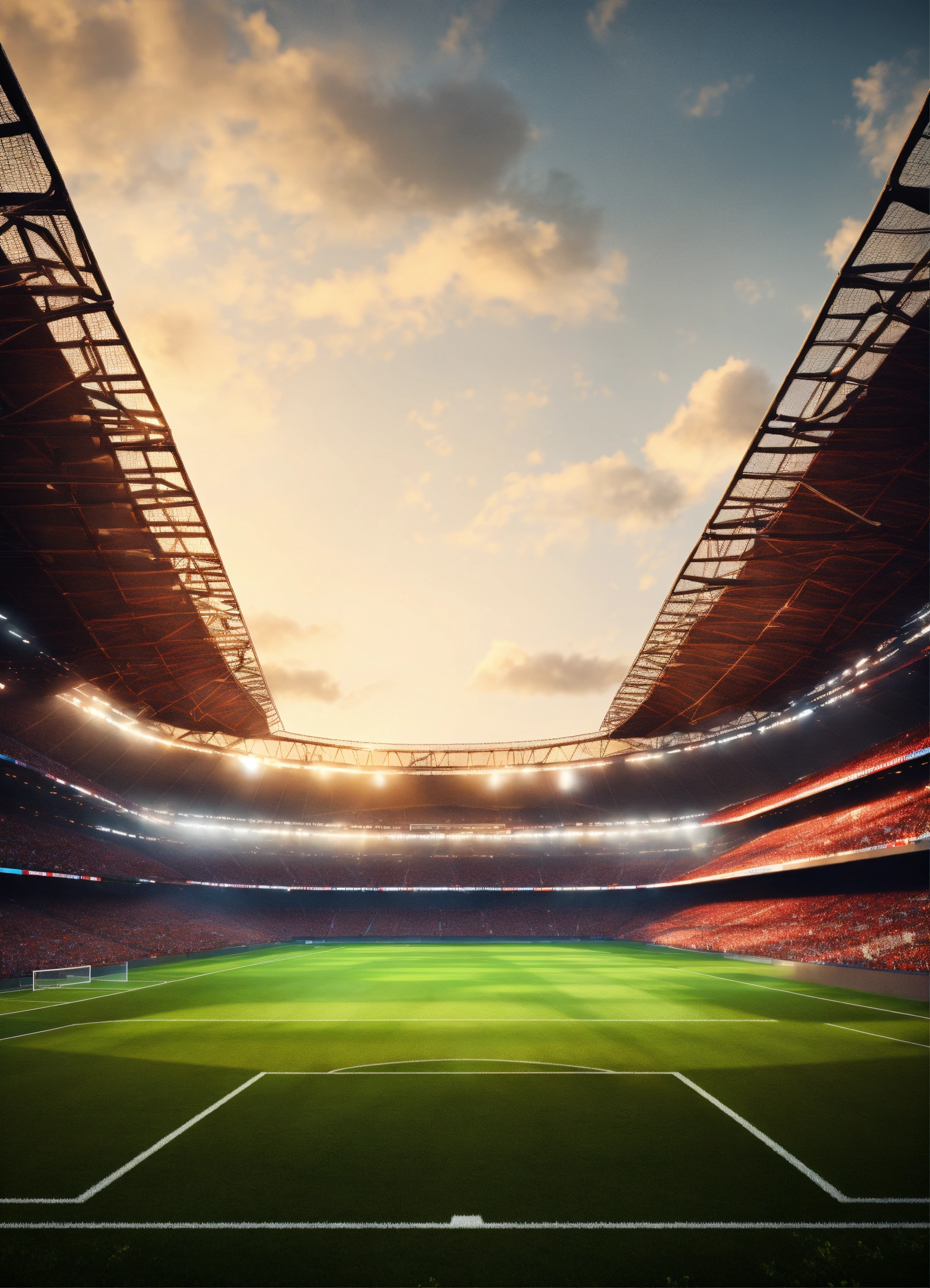 Lexica - Soccer field, big stadium, in front of goal super realistic ...