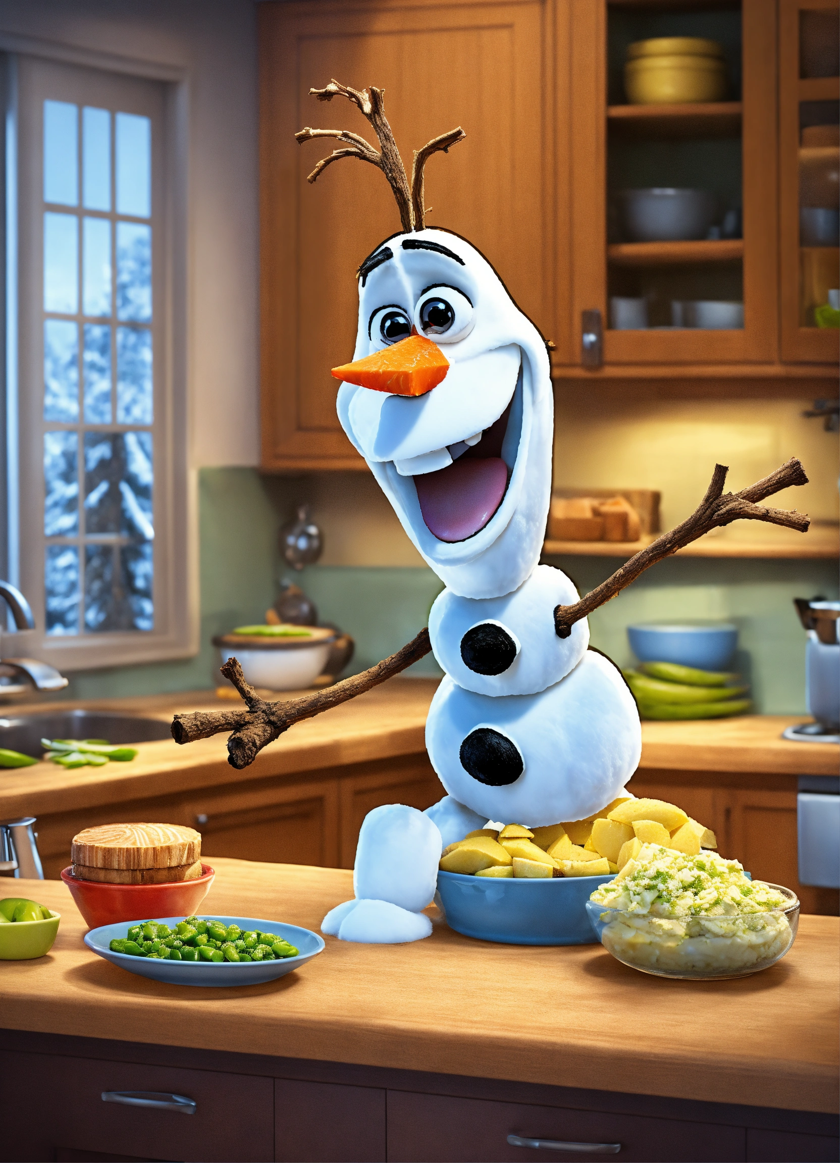 Lexica - Olaf builds a tower in the kitchen