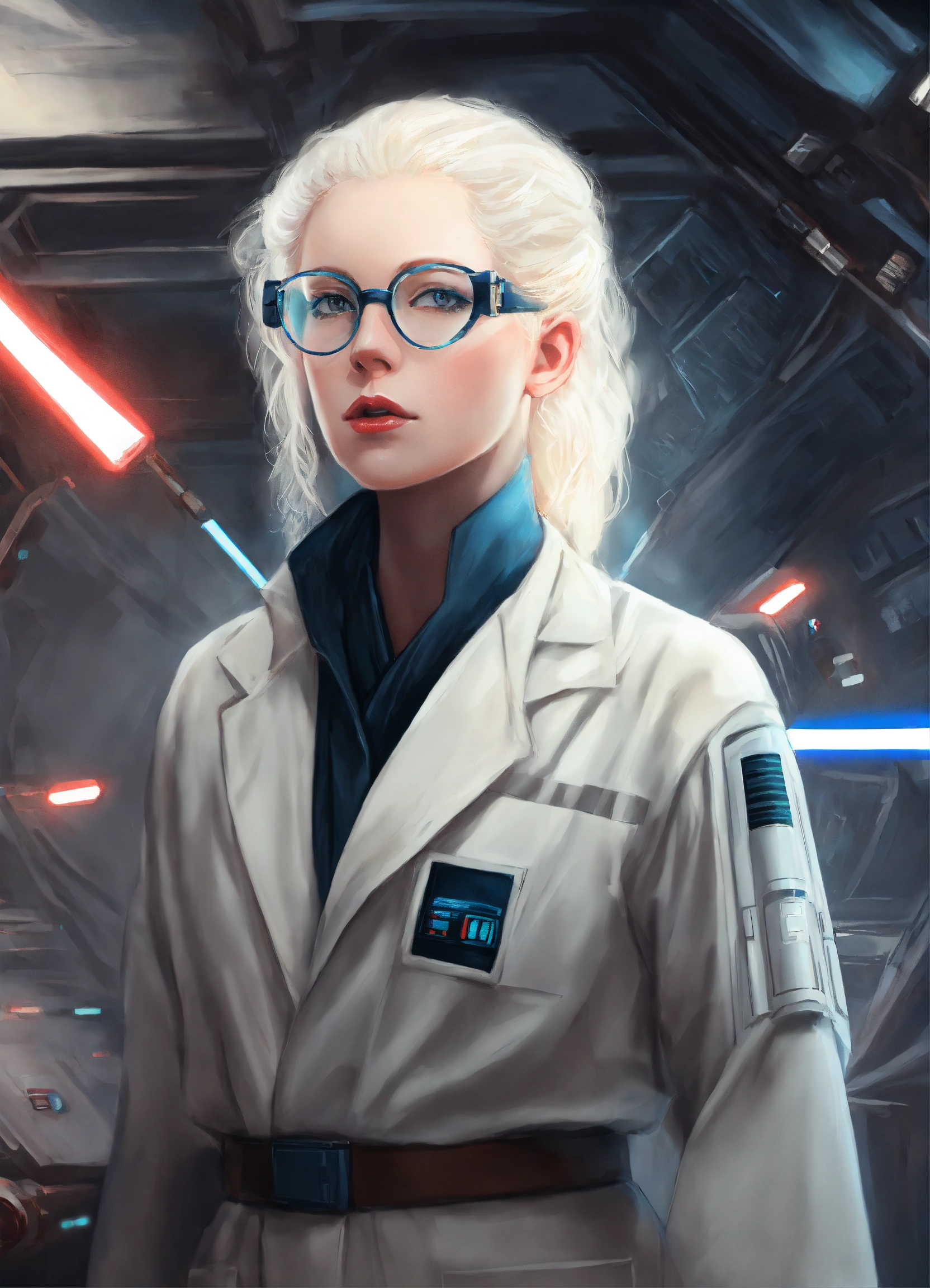Lexica - Digital art of a female albino Star Wars scientist.