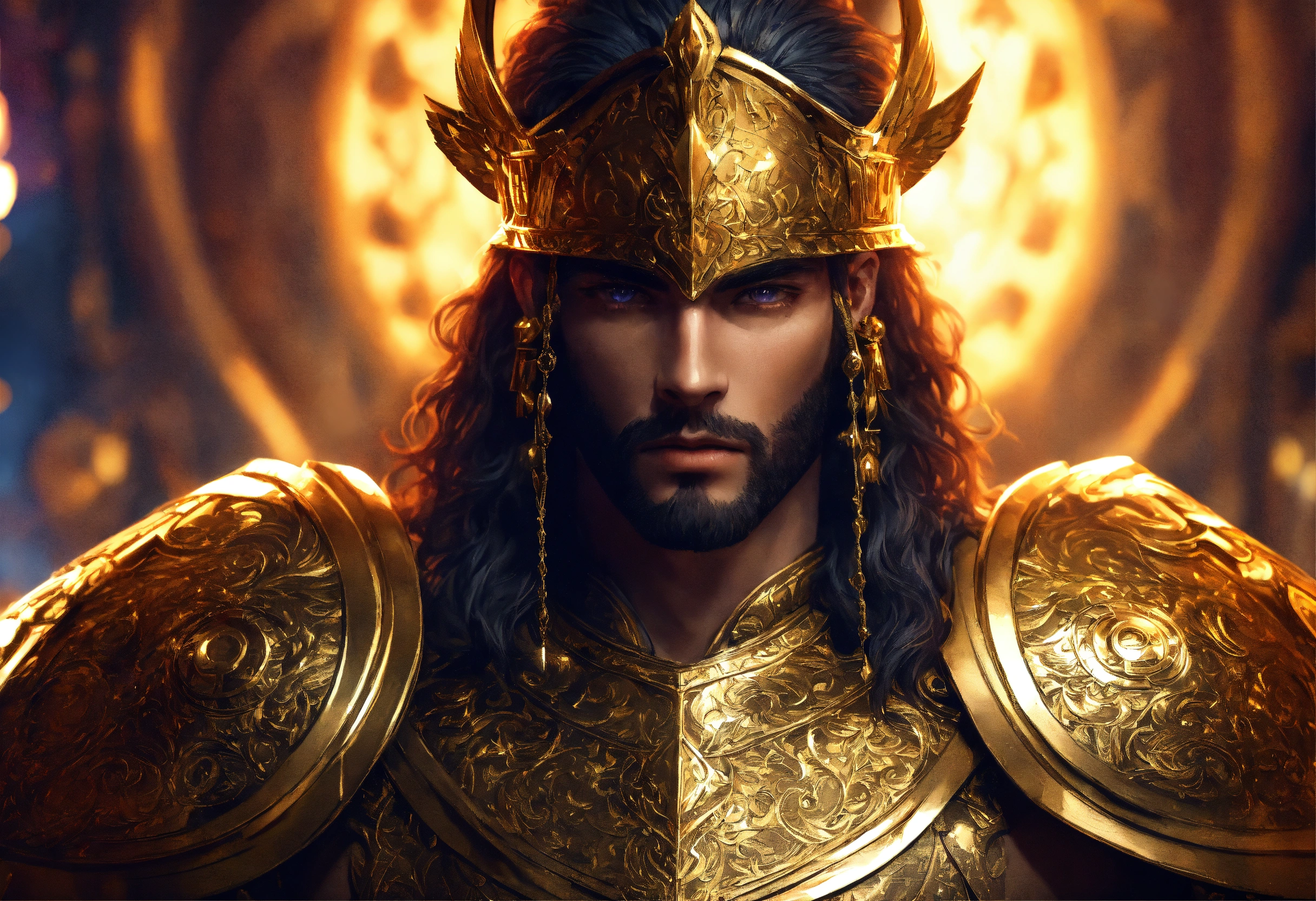 Lexica - Warrior,male, full body, psychedelic, brass, gold and diamonds ...