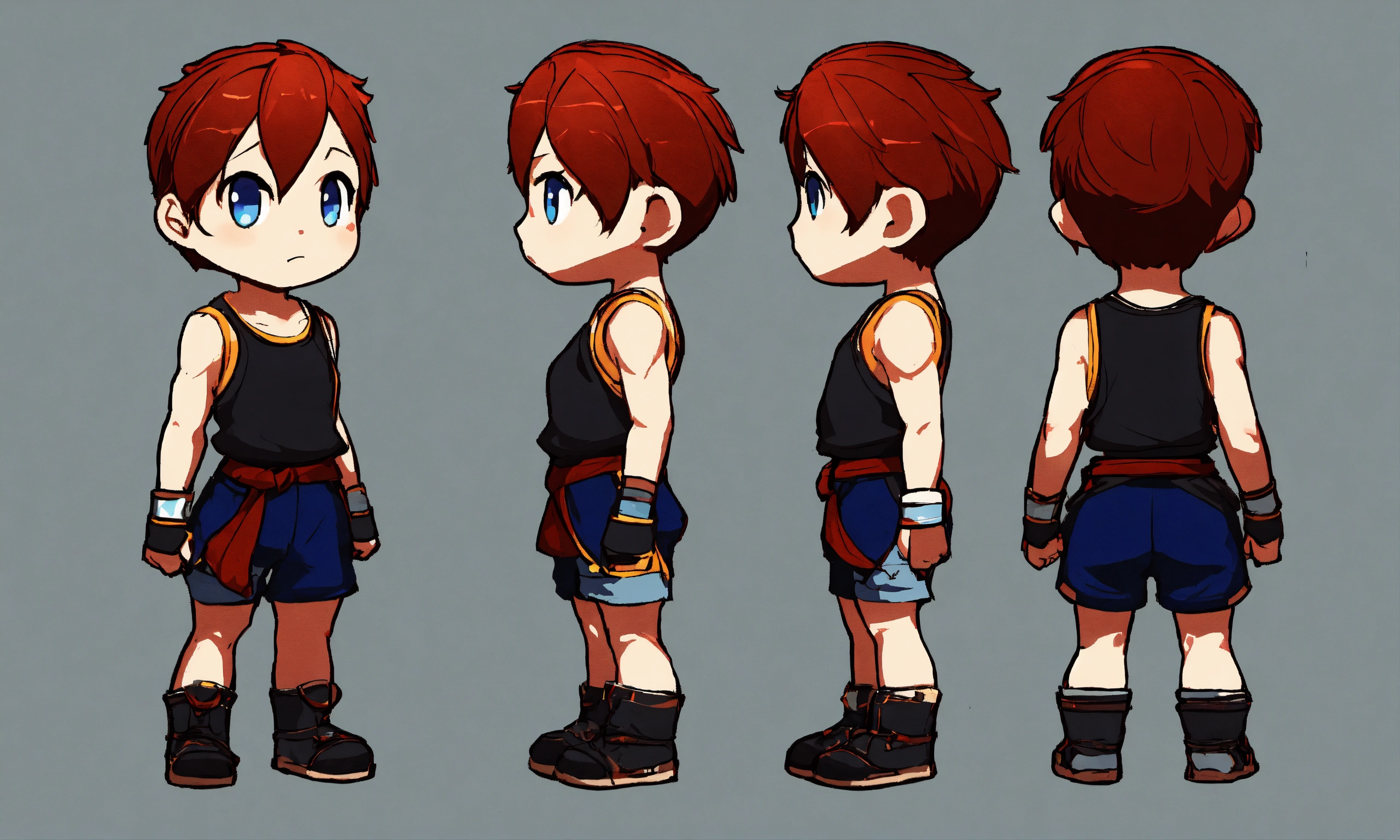 Lexica - Short haired girl wearing tank top and shorts, walking, game ...