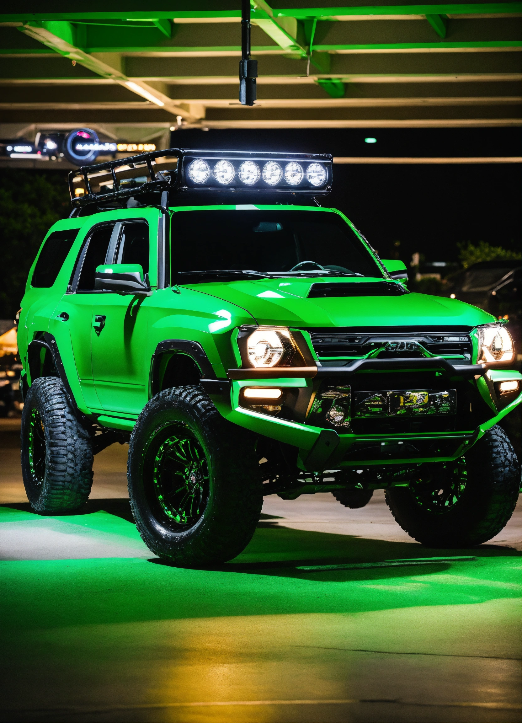 Lexica - 2023 Four Runner lunar green, lifted, sick rims, underglow