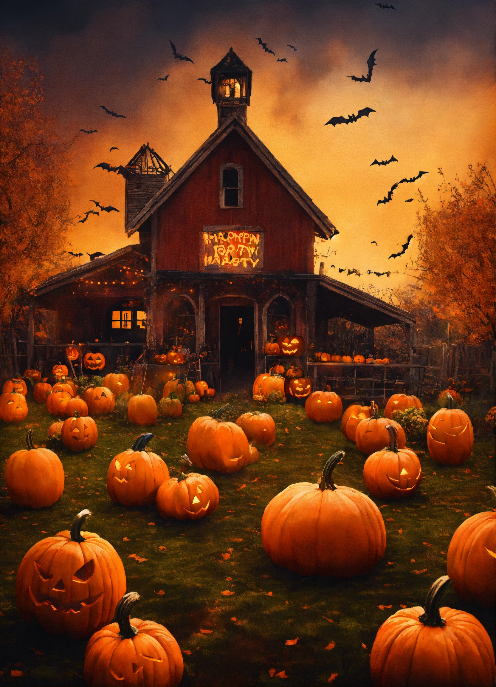 Lexica - Halloween party at the pumpkin patch with ghosts.