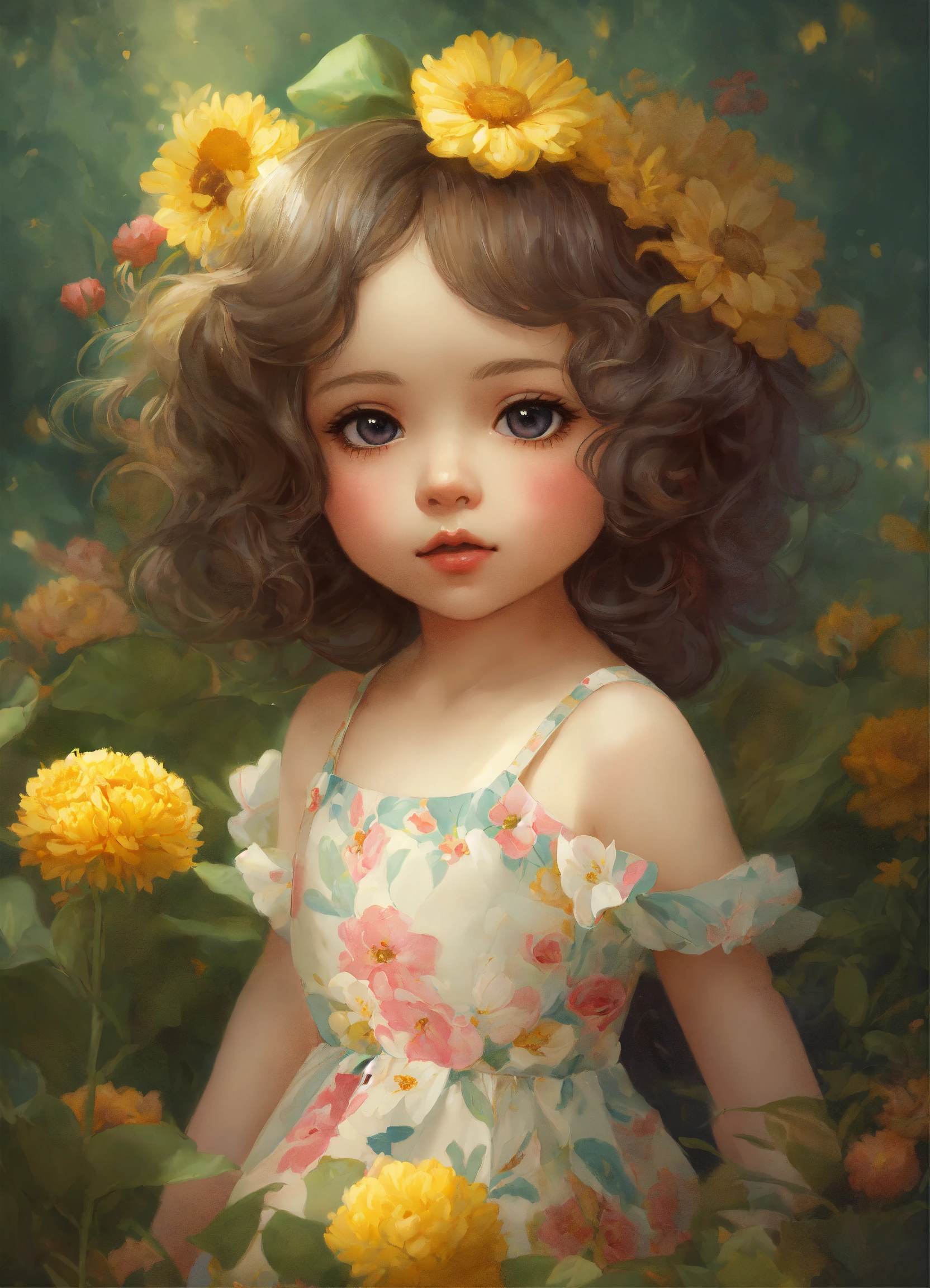 Lexica - Portrait of a cute chibi girl kewpie summer clothes, long ...