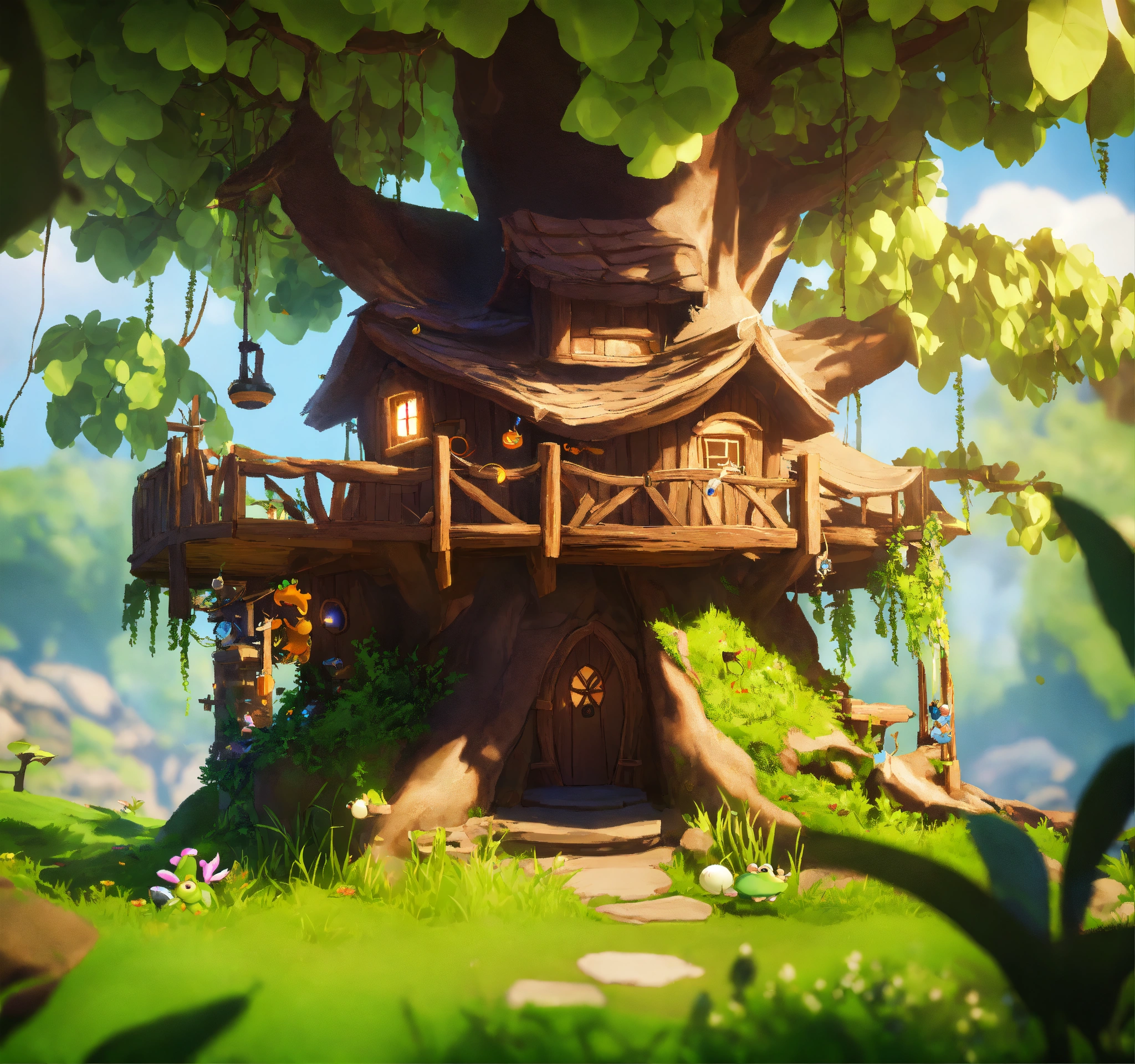 Lexica - MMO game with online players. treehouse. Ori. game with frogs ...