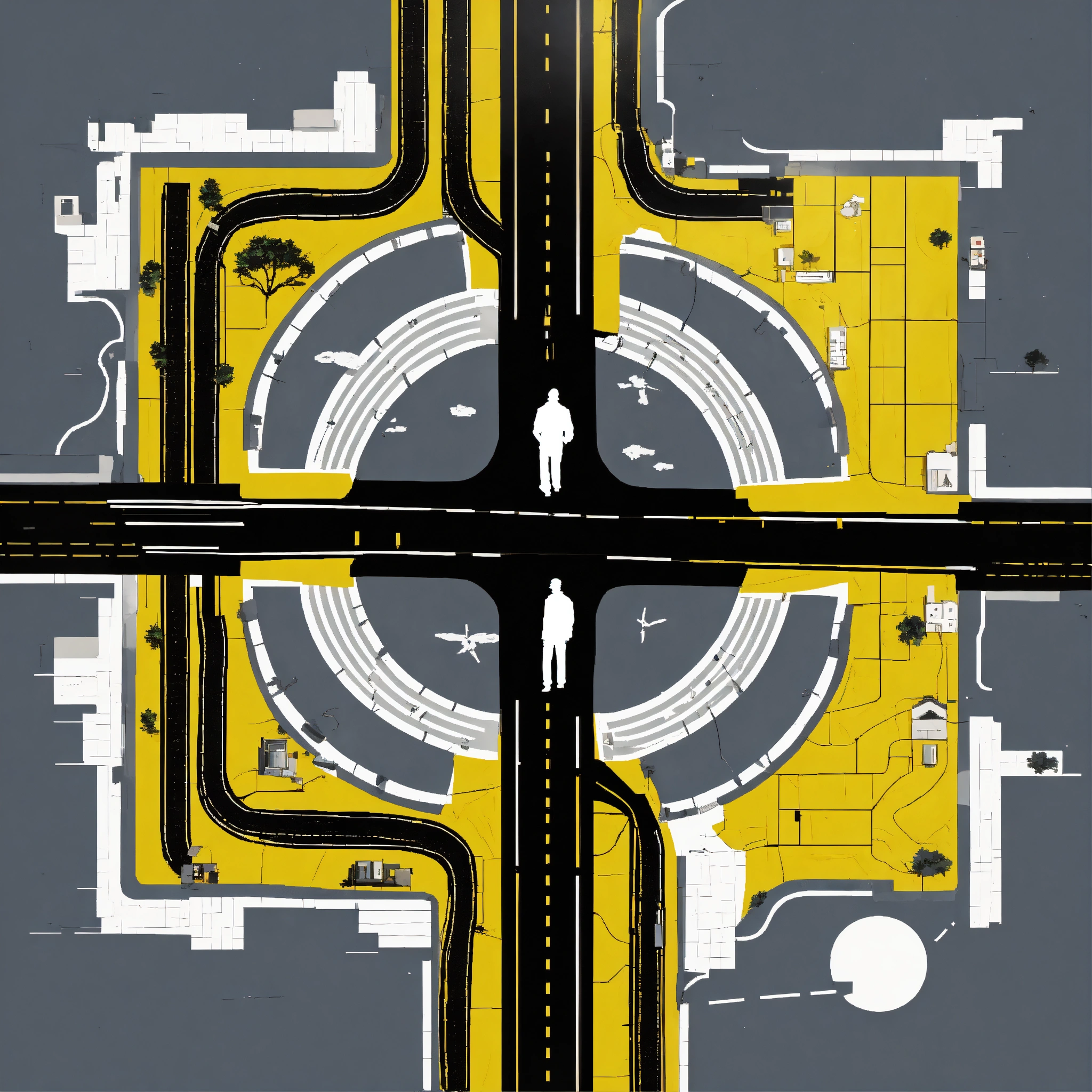 Lexica - A man at a crossroads, the road splits into 3 paths, 3 ...