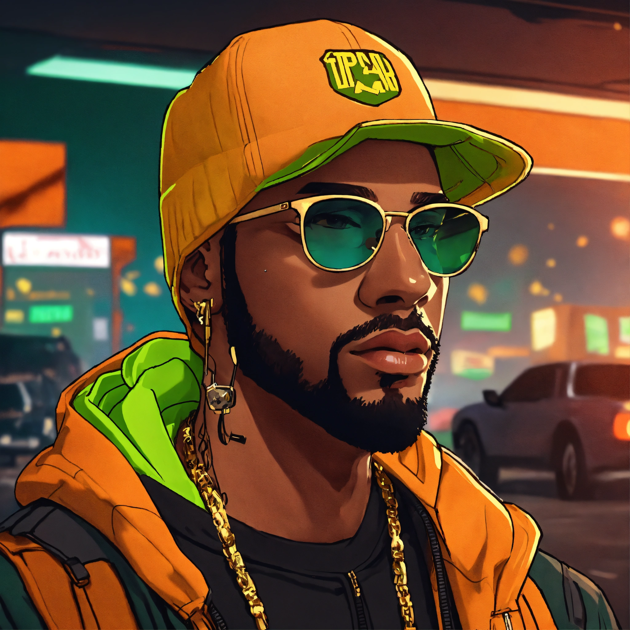 Lexica - HD, 4K, Background is a gas station with trap scene like grand ...