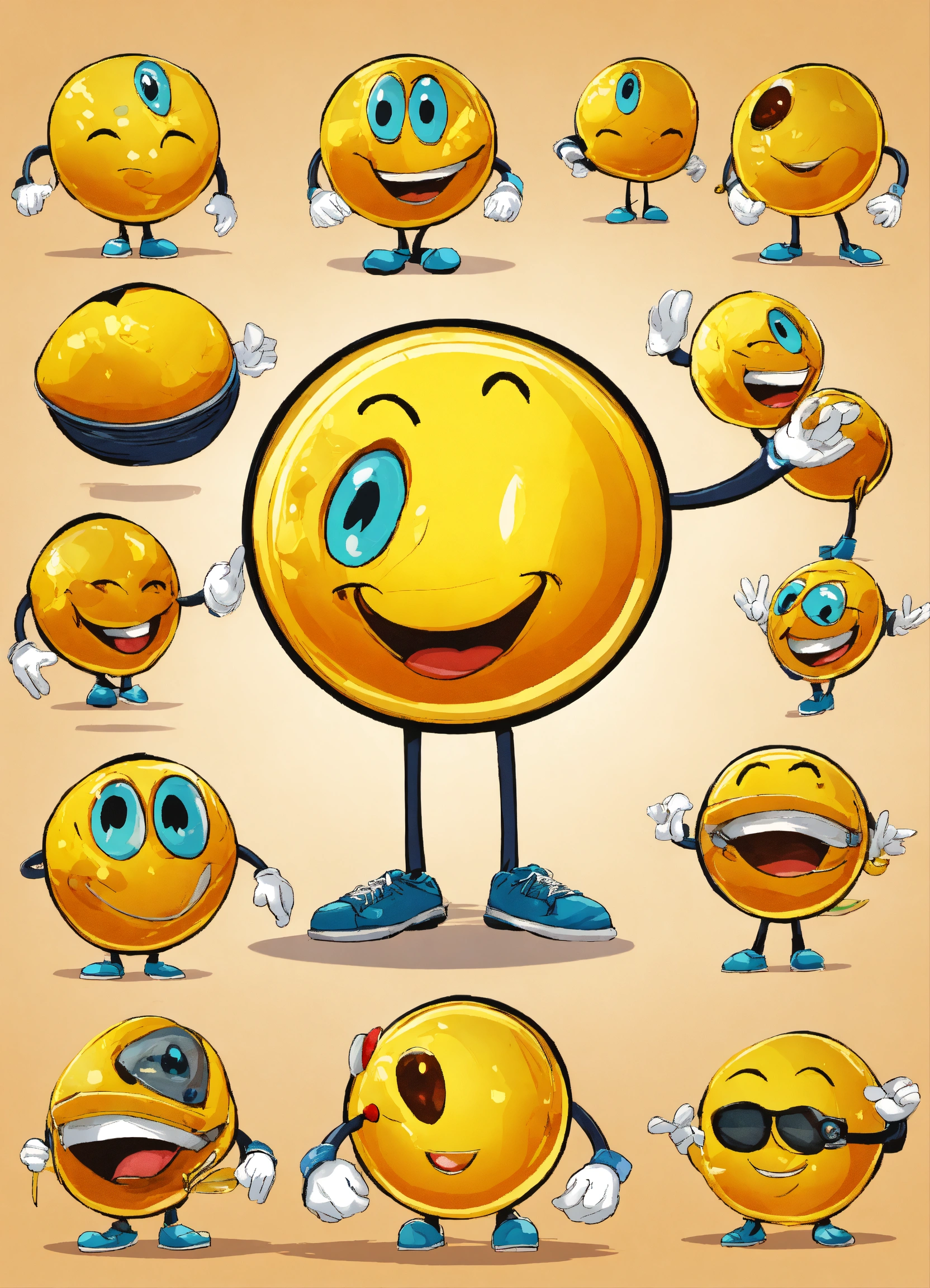 Lexica - Eye-ron mascot with hand, legs and smiley face, illustration ...