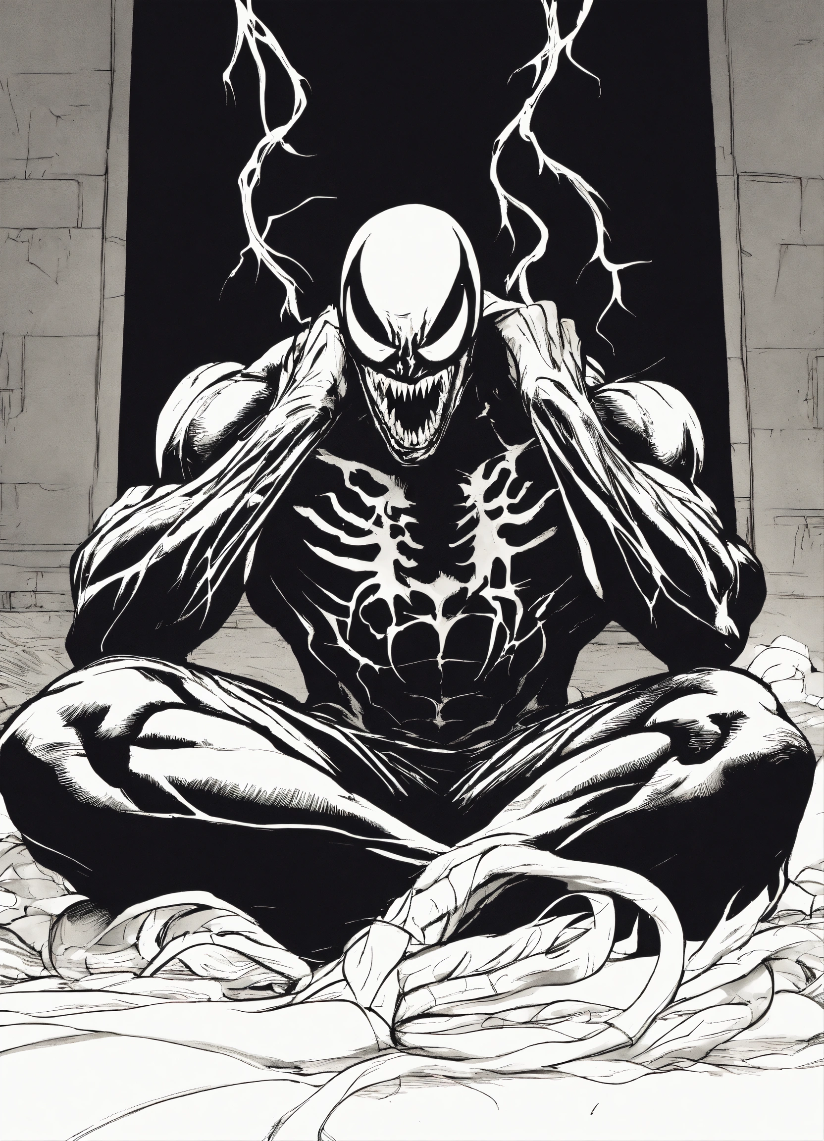 Lexica - Image of Venom on his knees, covering his ears with his hands ...