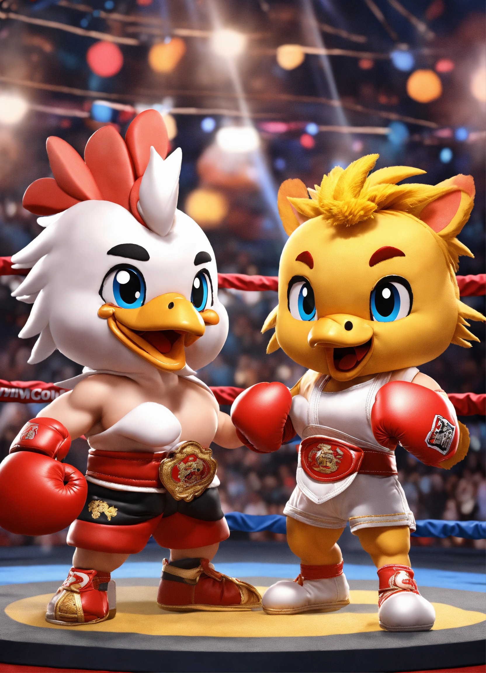 Lexica - CUTIE Q VERSION CHARACTERS BOTH ROOSTER FIGHT BATTLE,BOXING GLOVES,BOXING STAGE