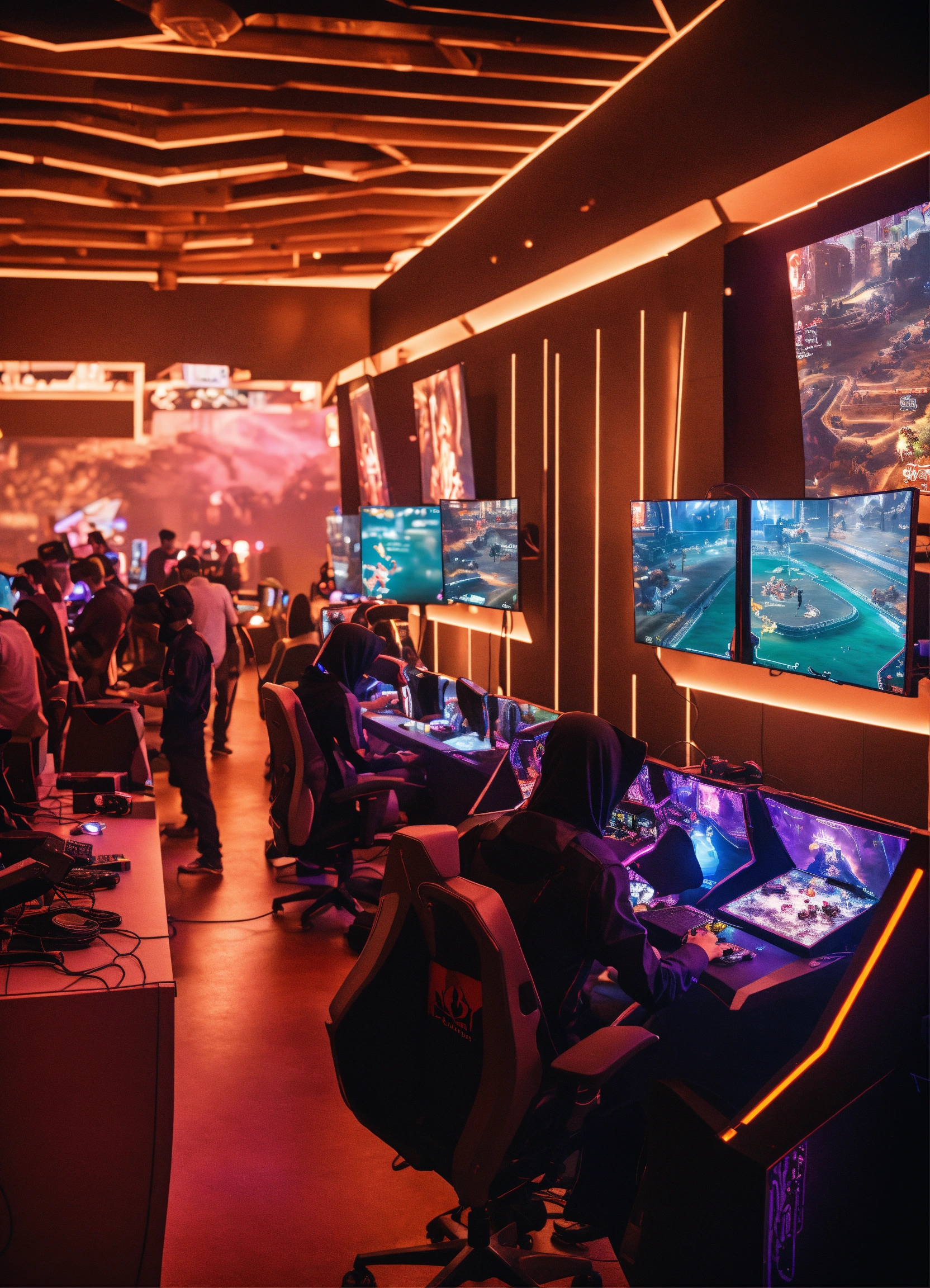 Lexica - Create an image of the main gaming area, showcasing rows of ...