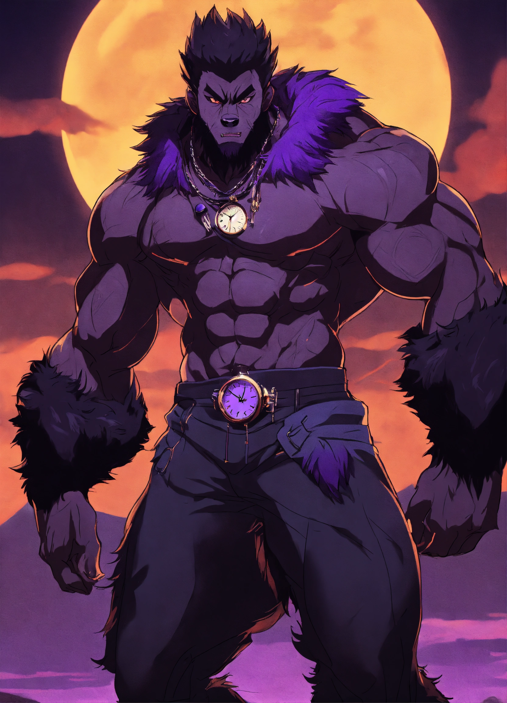Lexica - African werewolf anime character, muscular physique, which is ...