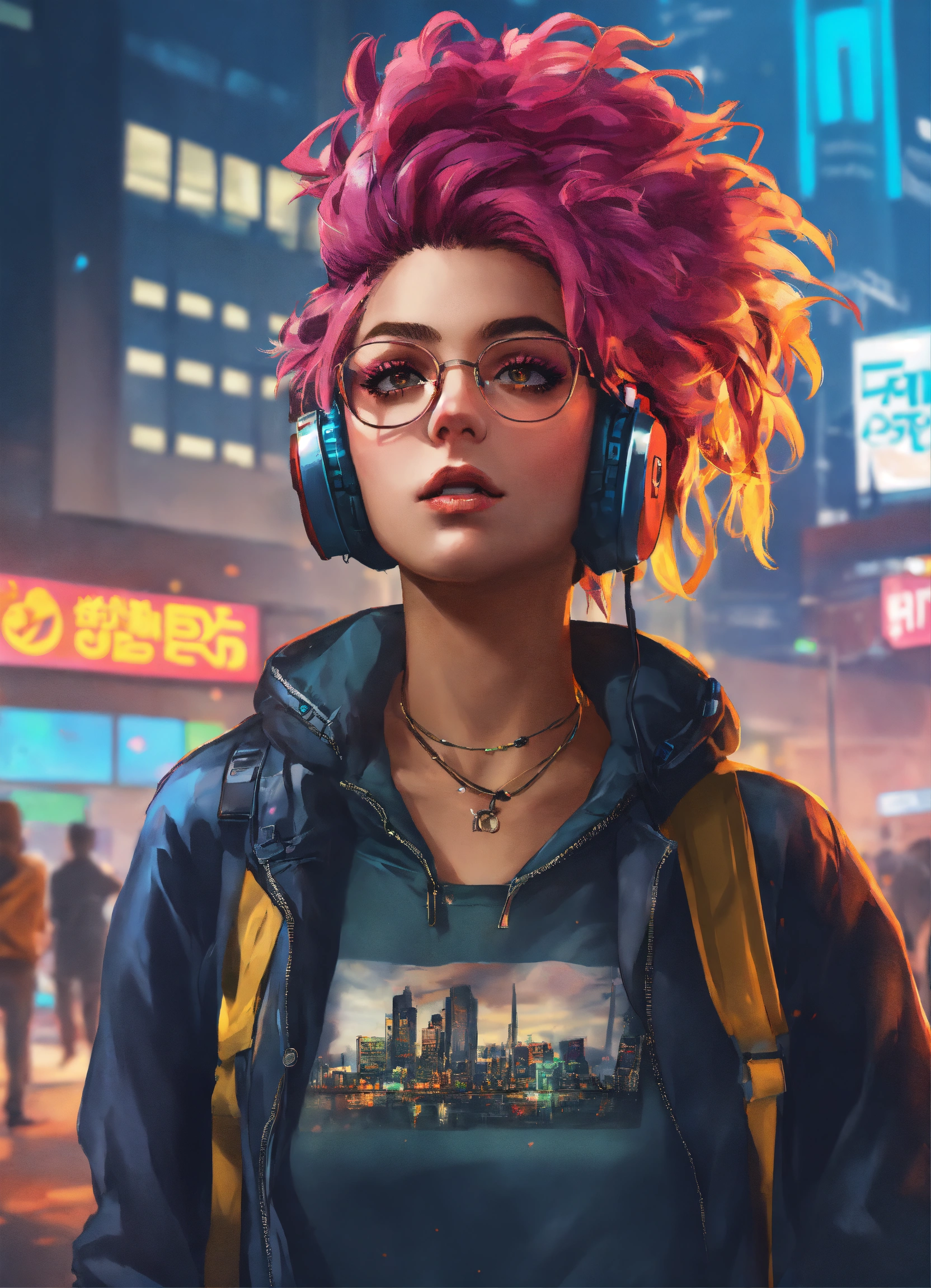 Lexica - Female cyberpunk college student crazy hair protesting ...