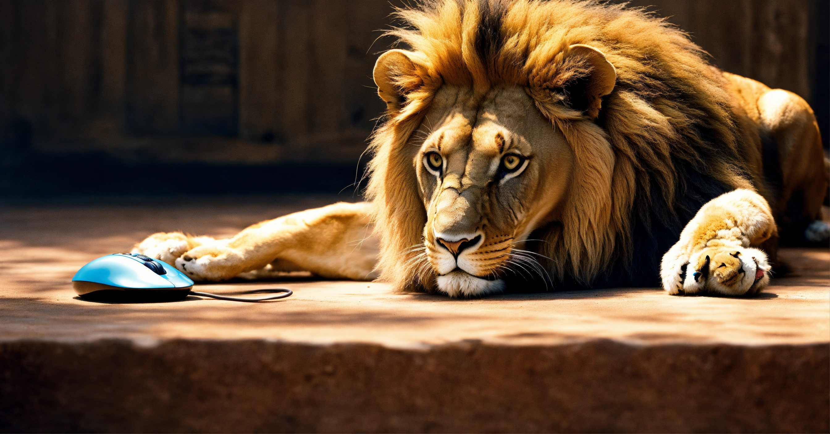 Lexica - Hyperrealistic image of a lion and a mouse together. The mouse ...