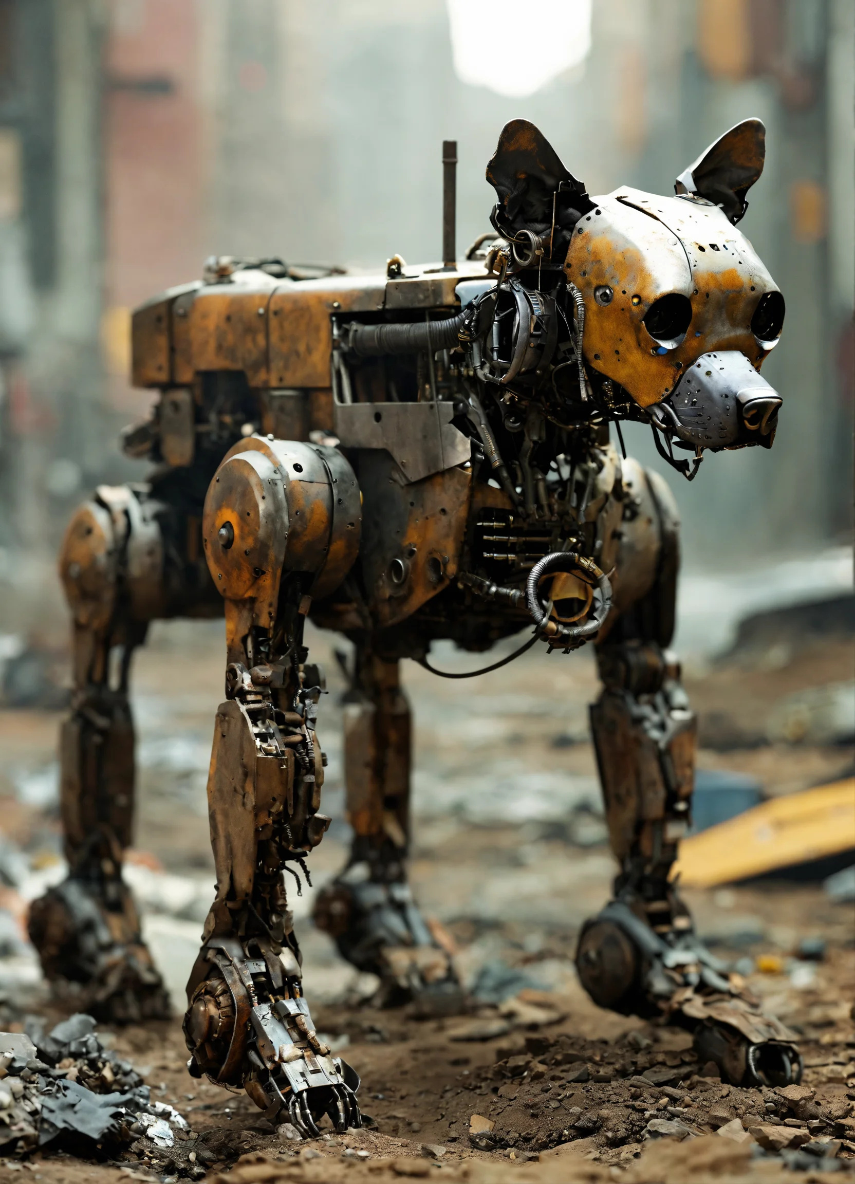 Lexica - Post-apocalypse, robot dog for collecting metal on 4 legs
