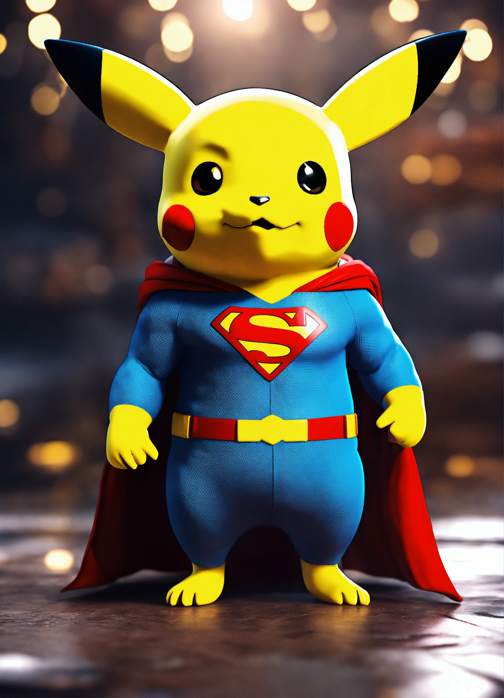 Lexica - A pikachu wearing the cloths of superman ,render oktan 3d