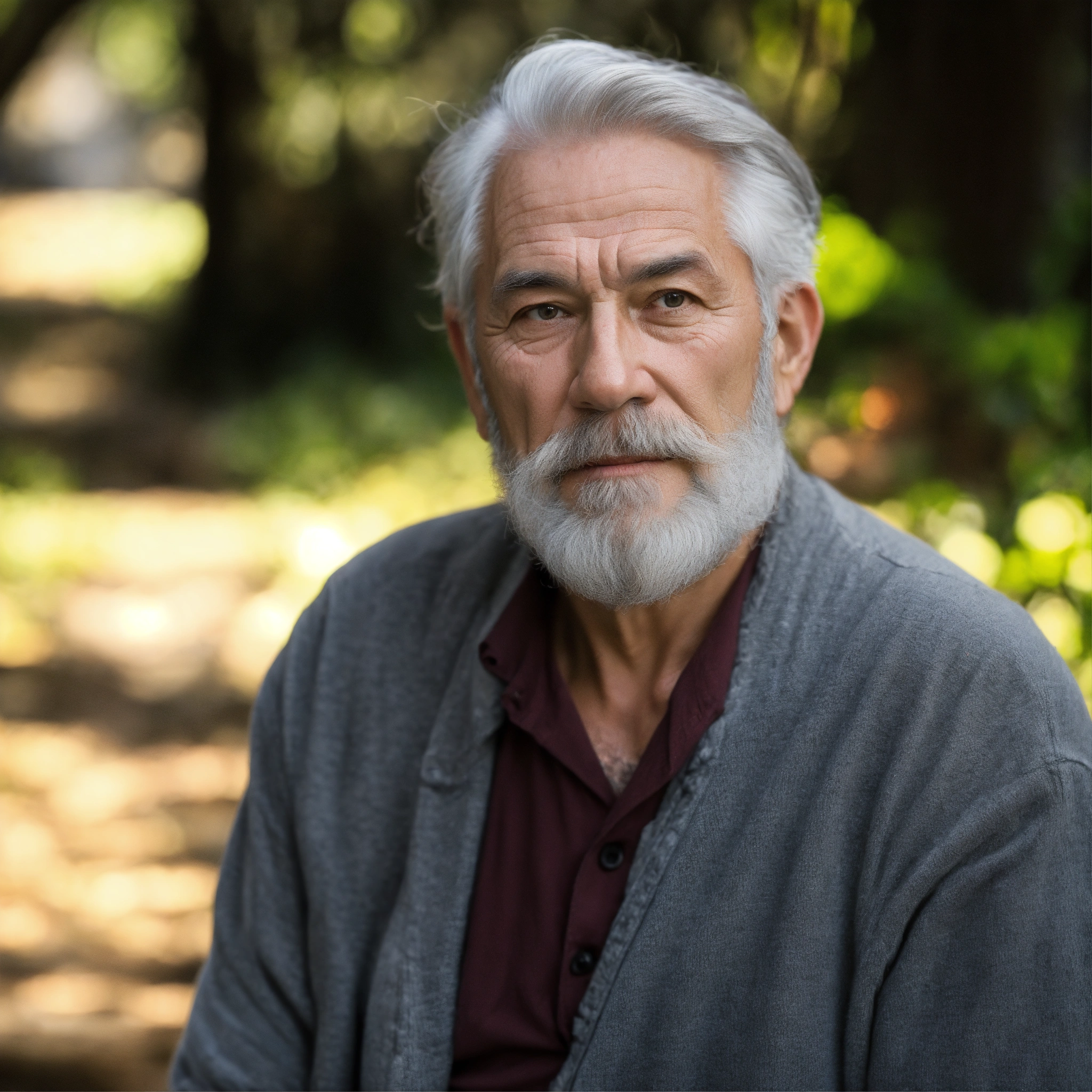 Lexica - Old man grey, goatee grey light hair, white skin